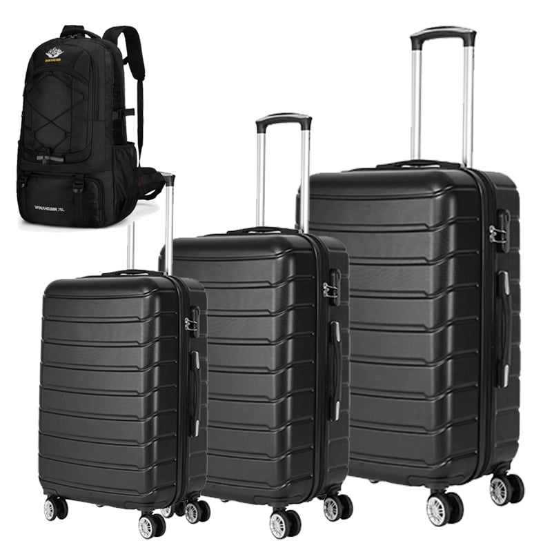 Three piece hard shell soft edge rotating wheel luggage compartment ...