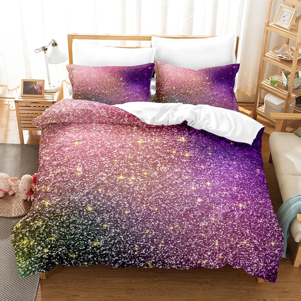 Three-piece set of colorful fluorescent quilt cover, bed sheet, 3d ...