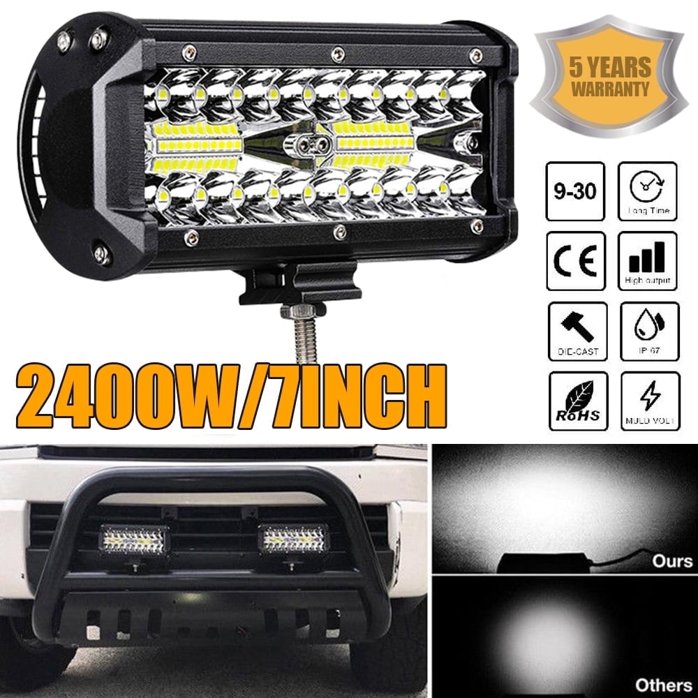 Three rows of off-road vehicle spotlights,7 Inch LED Light Bar Kit ...