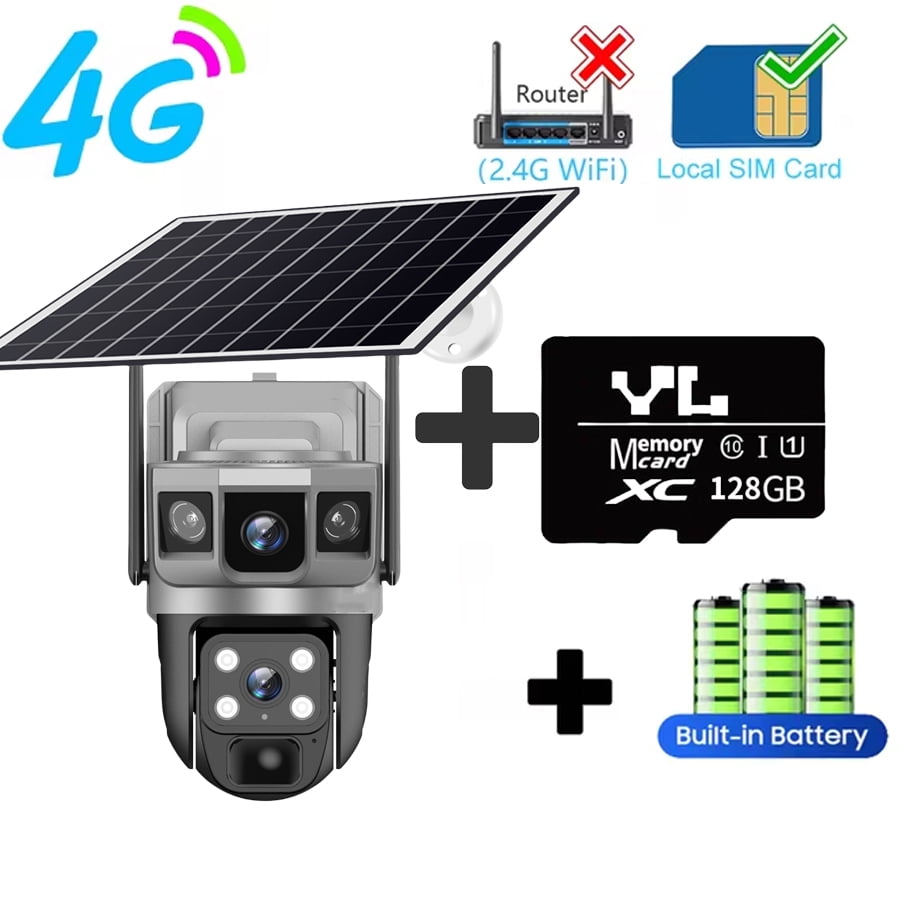 Three screens 4G Camera Solar PIR Human Detection Night Vision ...
