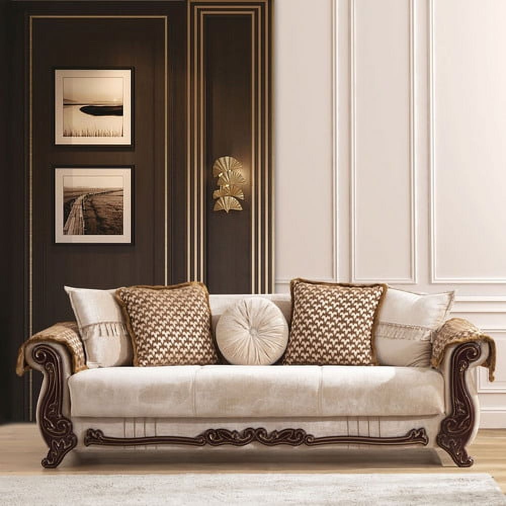 Three-seat sofa, Mid Century Modern Couch Chenille Back Sofa with ...