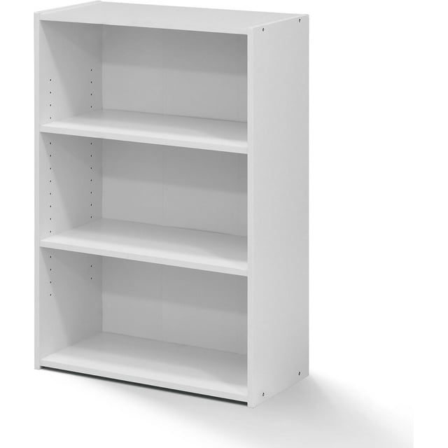 Three-tier bookshelf, soft white, 3-tier adjustable shelf space for ...