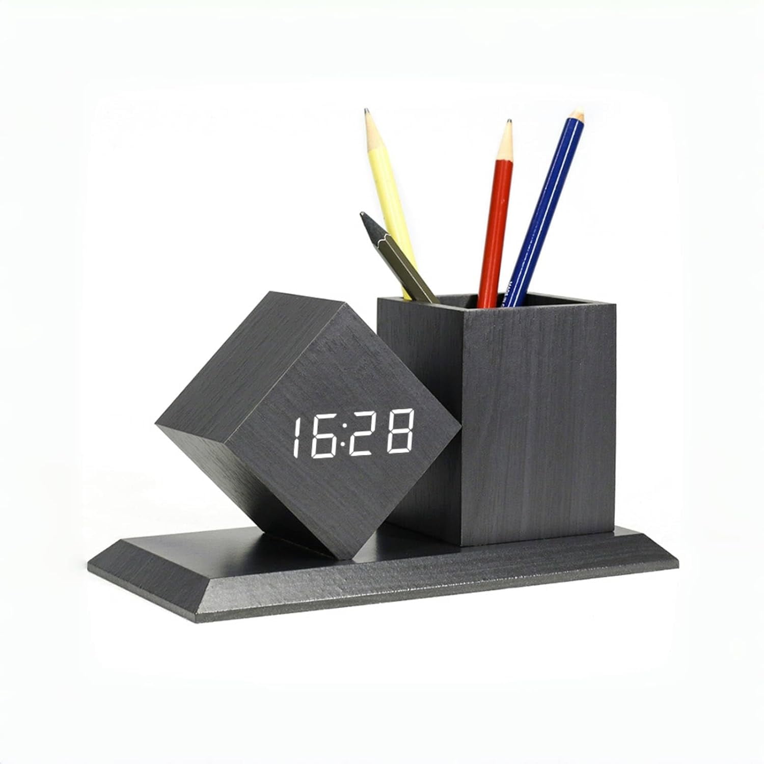 ThreeH Wooden Digital Alarm Clock Weekday Mode 1224H Temperature Date ...