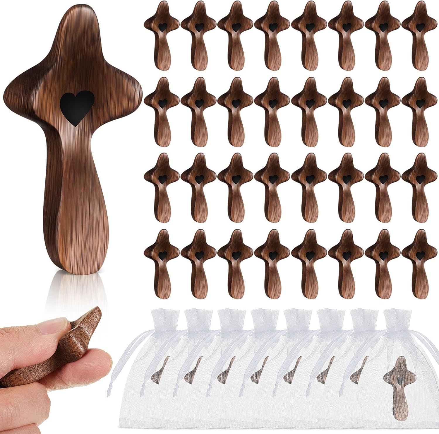 Threehoney 60 Pcs Cross My Heart, Encouragement Gift Small Wooden ...