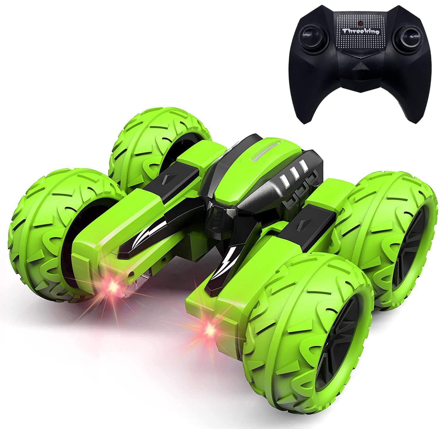 Threeking RC Rotating Stunt Cars Flowering Remote Control Cars Toys with Lights Double-Sided ...