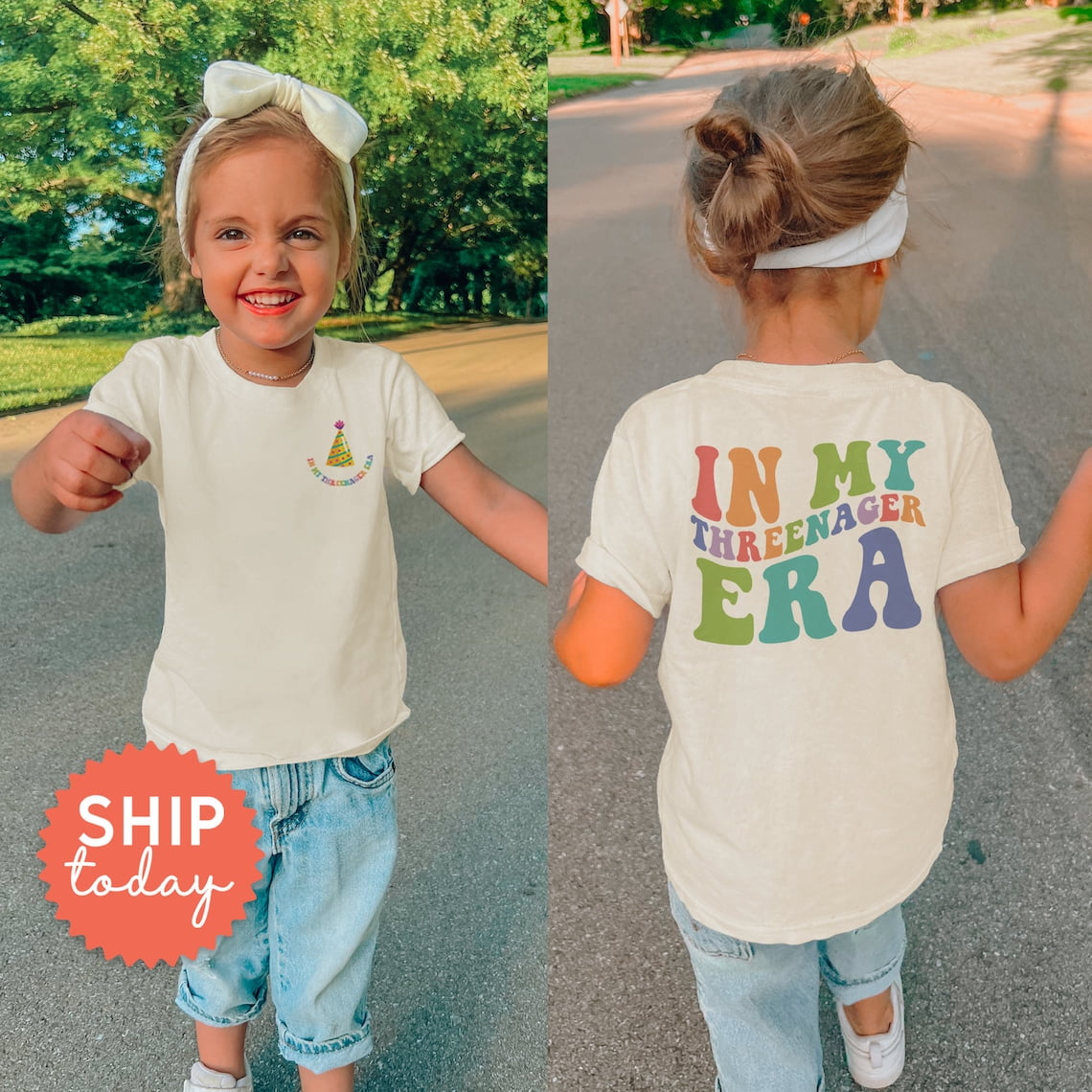 In My Threenager Era Shirt, Front And Back 3Rd Birthday Apparel, 3 Year ...