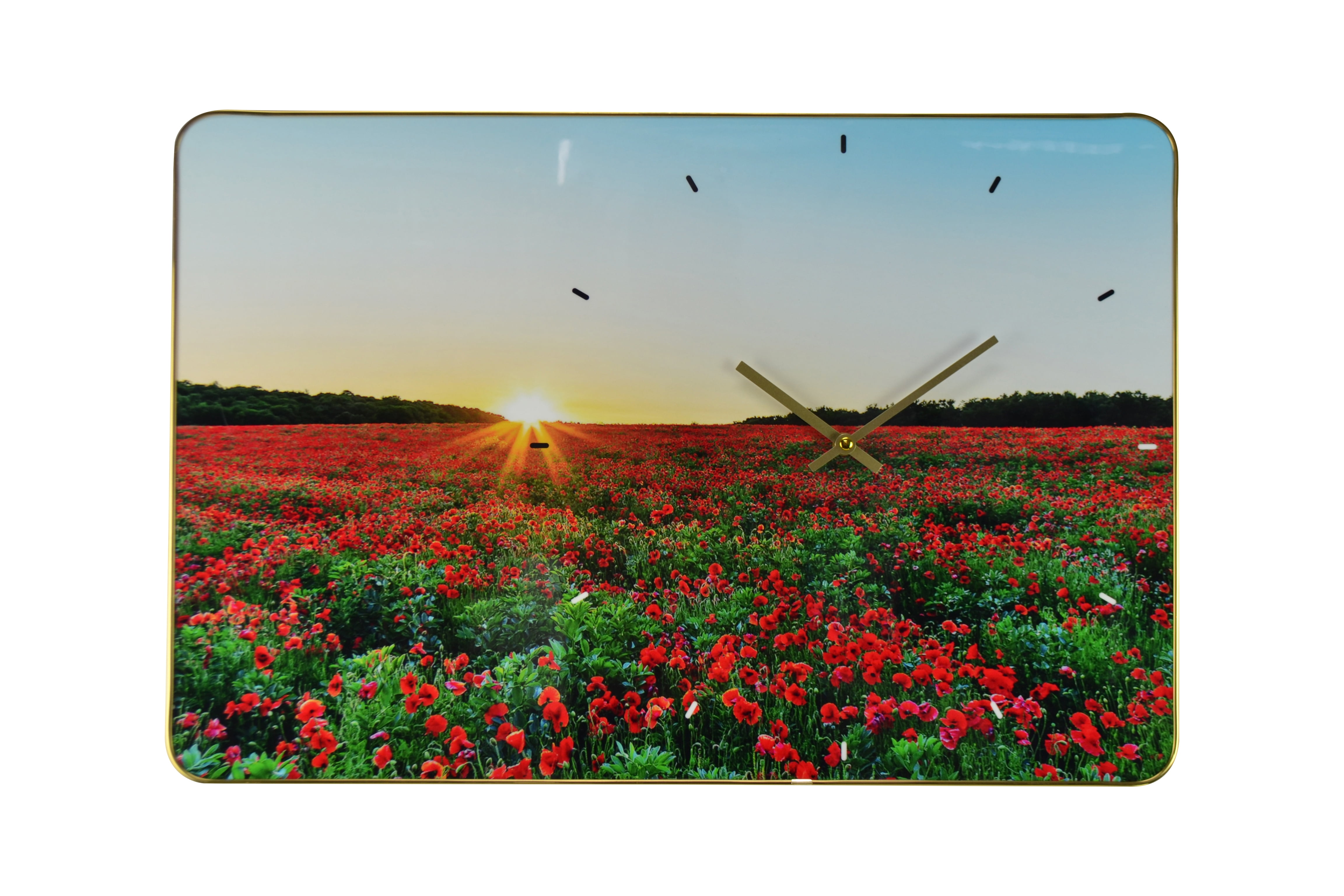 Threestar 24" Inch Red Poppy Floral Field Wall Clock - Walmart.com