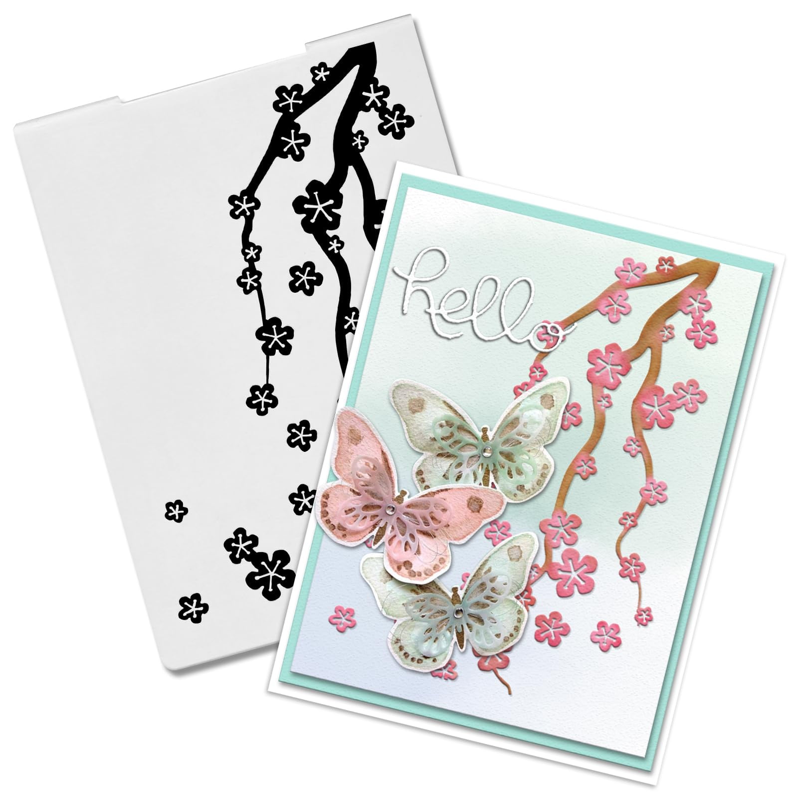 Threetols Flower Embossing Folder, DHF10 Branch Background Embossing ...