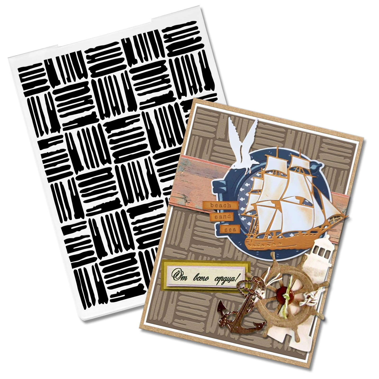 Threetols Stripe Embossing Folder, Wood Stick Background Embossing ...