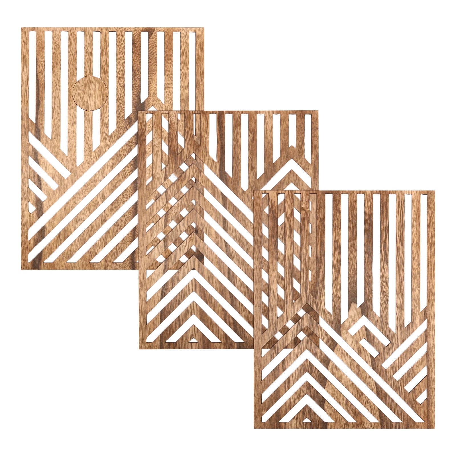 Keyohome 3Pcs Wood Wall Art Wood Wall Sculpture Decor Openwork Wood ...