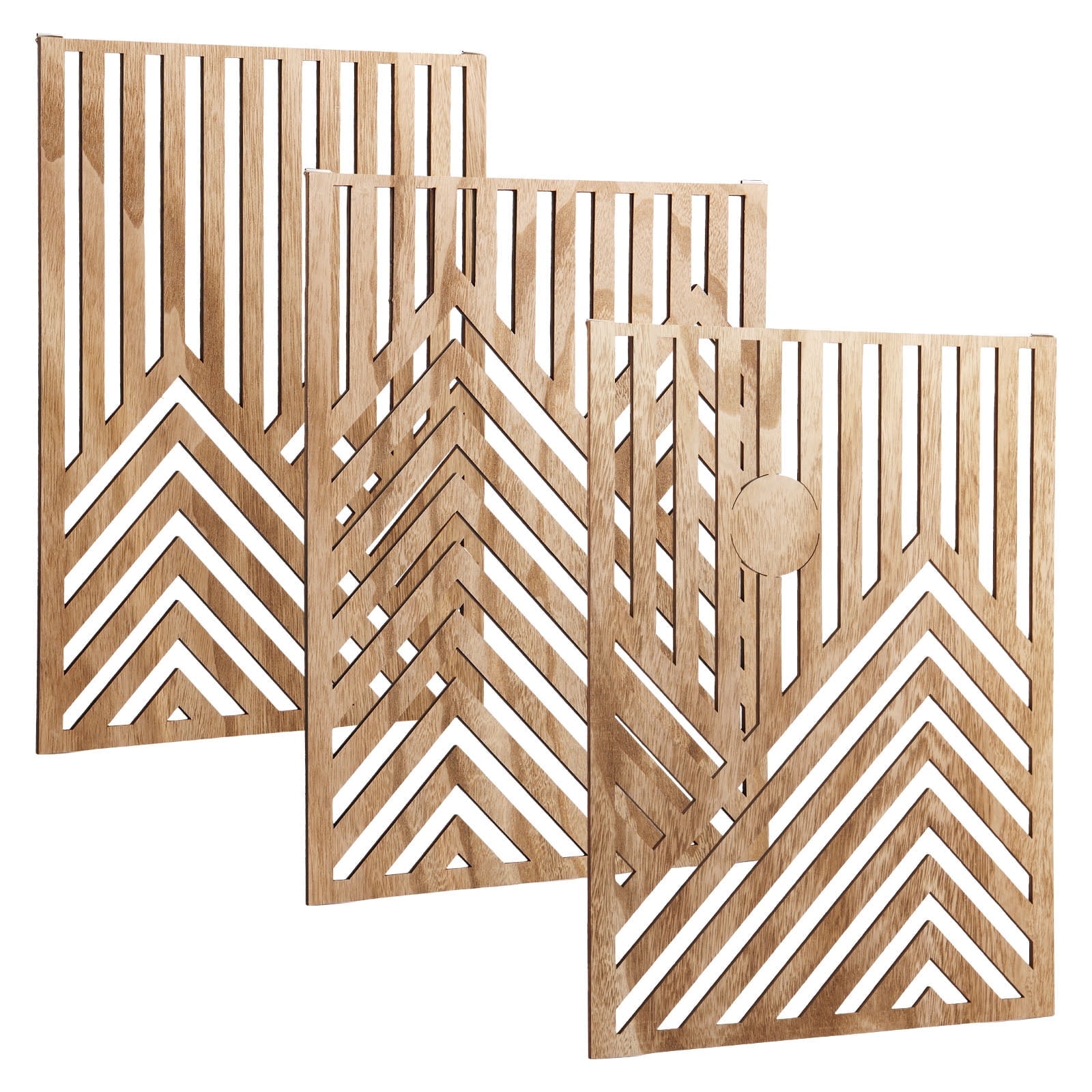 Thren 3Pcs Wood Wall Art Wood Wall Sculpture Decor Openwork Wood Wall ...