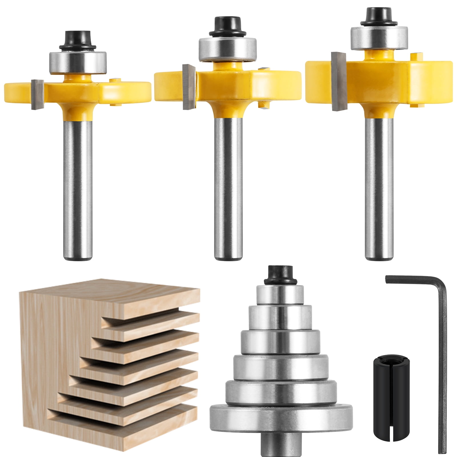 Threns 1/4 Inch Shank Rabbet Router Bit Set Wood Rabbeting Router Bit ...