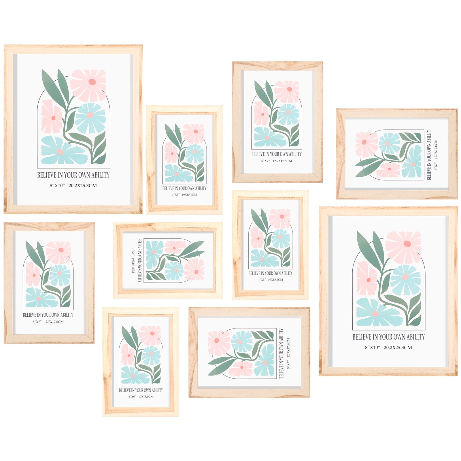 Threns 10 Pack Picture Frame Collage Wall Decor Kit Versatile Portable ...