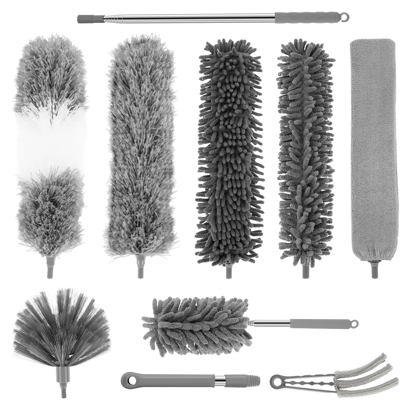 Threns 10Pcs Wet Dry Use Feather Duster Set With Extendable Rod ...