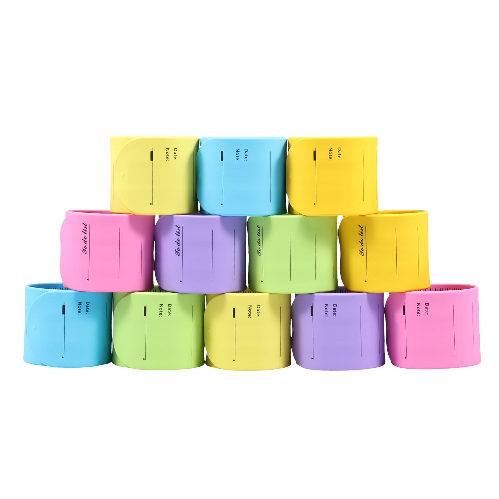 Threns 12 Pcs Memo Wrist Band Silicone to Do List Slap Bracelets ...
