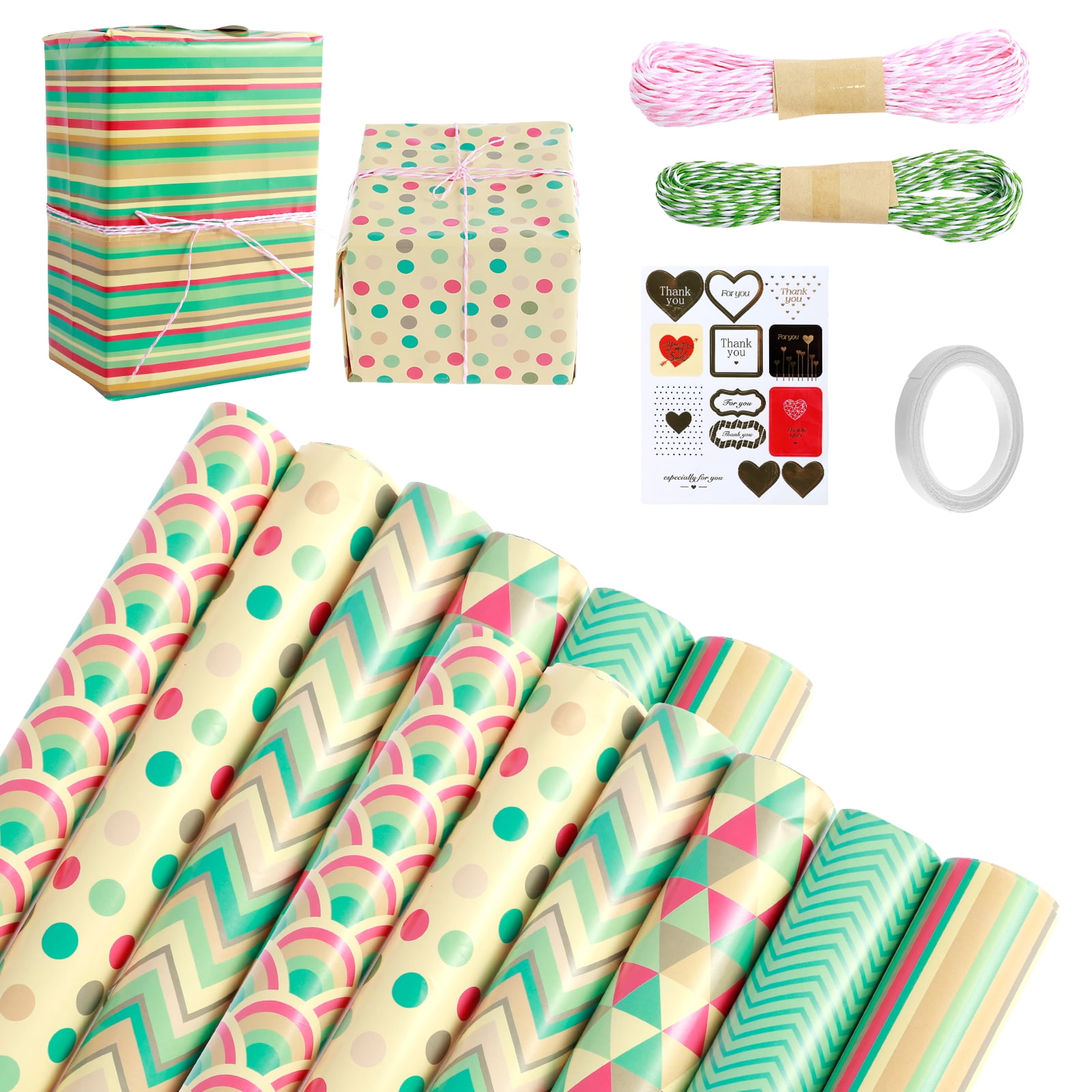 Threns 12 Pcs Wrapping Paper Sheets Birthday Wrapping Paper Set Gift ...