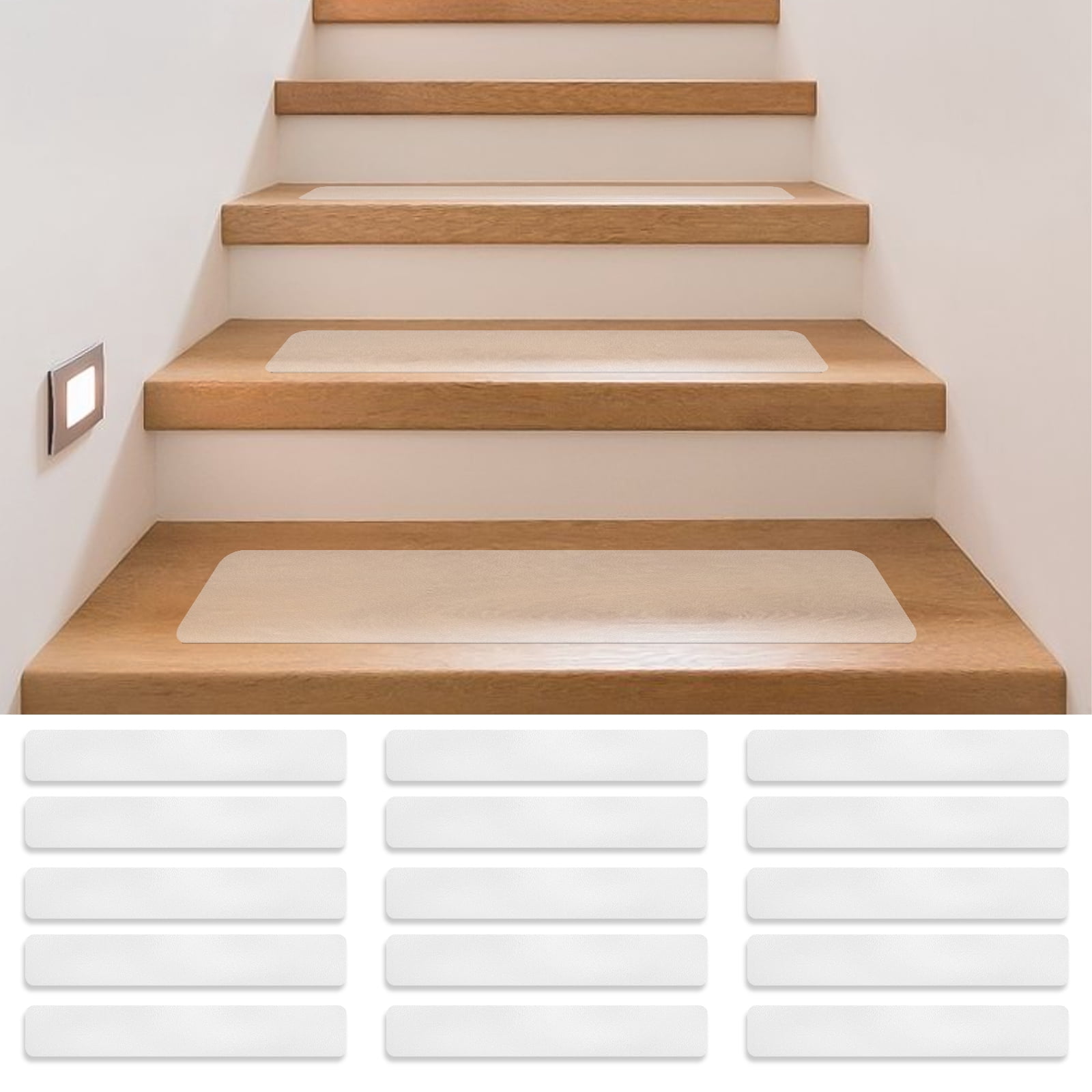 Threns 15 Pcs Nonslip Stair Tread for Wooden Steps Pre Cut Anti Slip ...