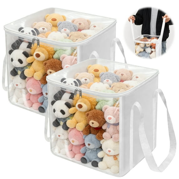 Threns 2 Pack Storage Bin PVC Box with Transparent Lid and Handle ...