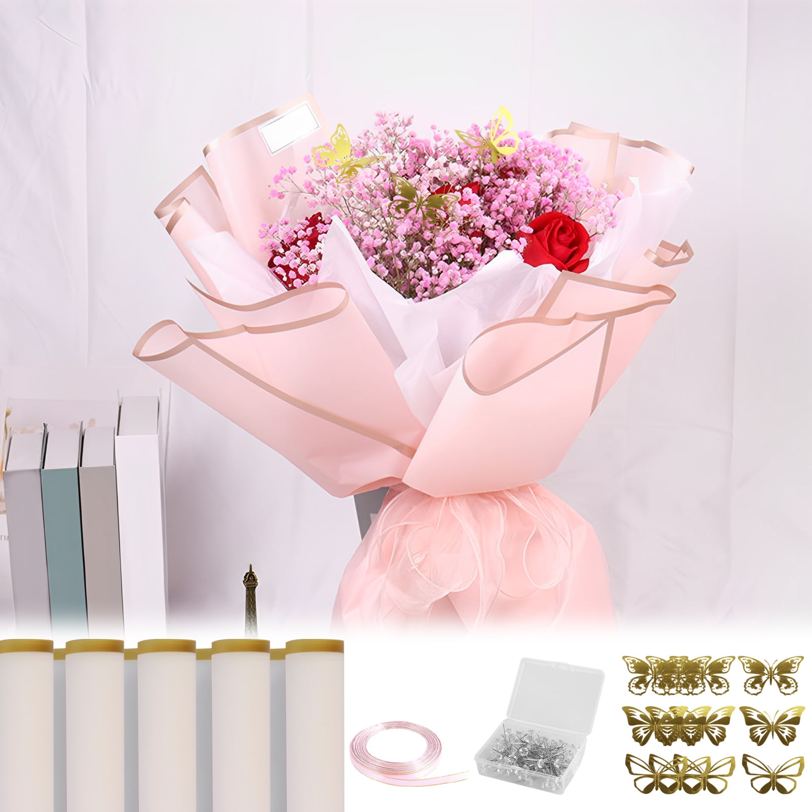 Threns 20 Pcs Flower Wrapping Bouquet Paper Waterproof Floral Wrapping ...