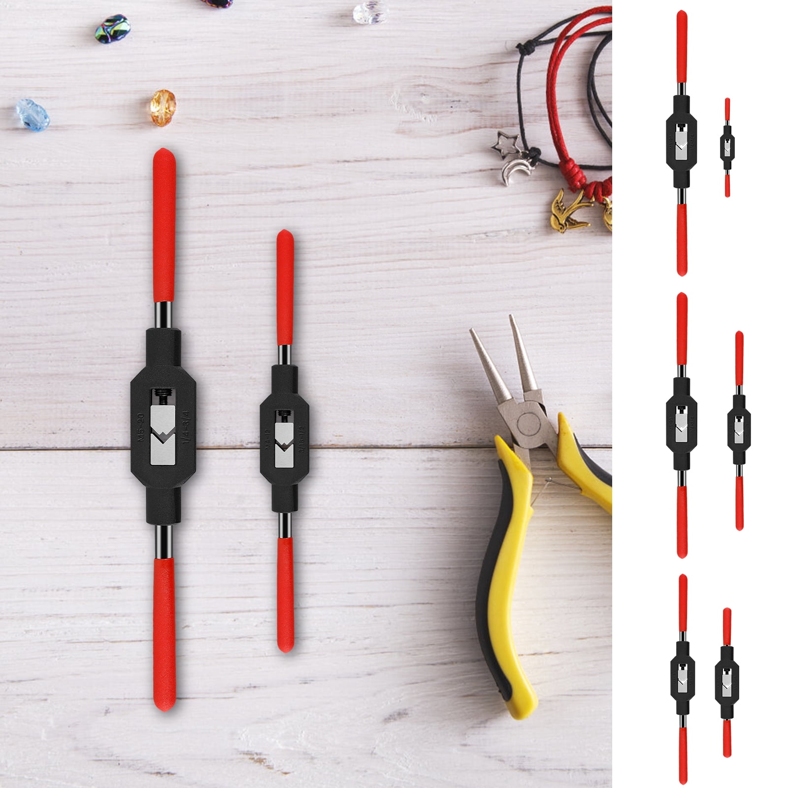 Threns 2Pcs Adjustable Tap Wrench Metal Reamer Tapping Hand Tool ...