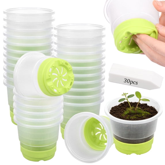 Threns 30 Packs Clear Nursery Pots for Plants,4 inch High Transparency ...