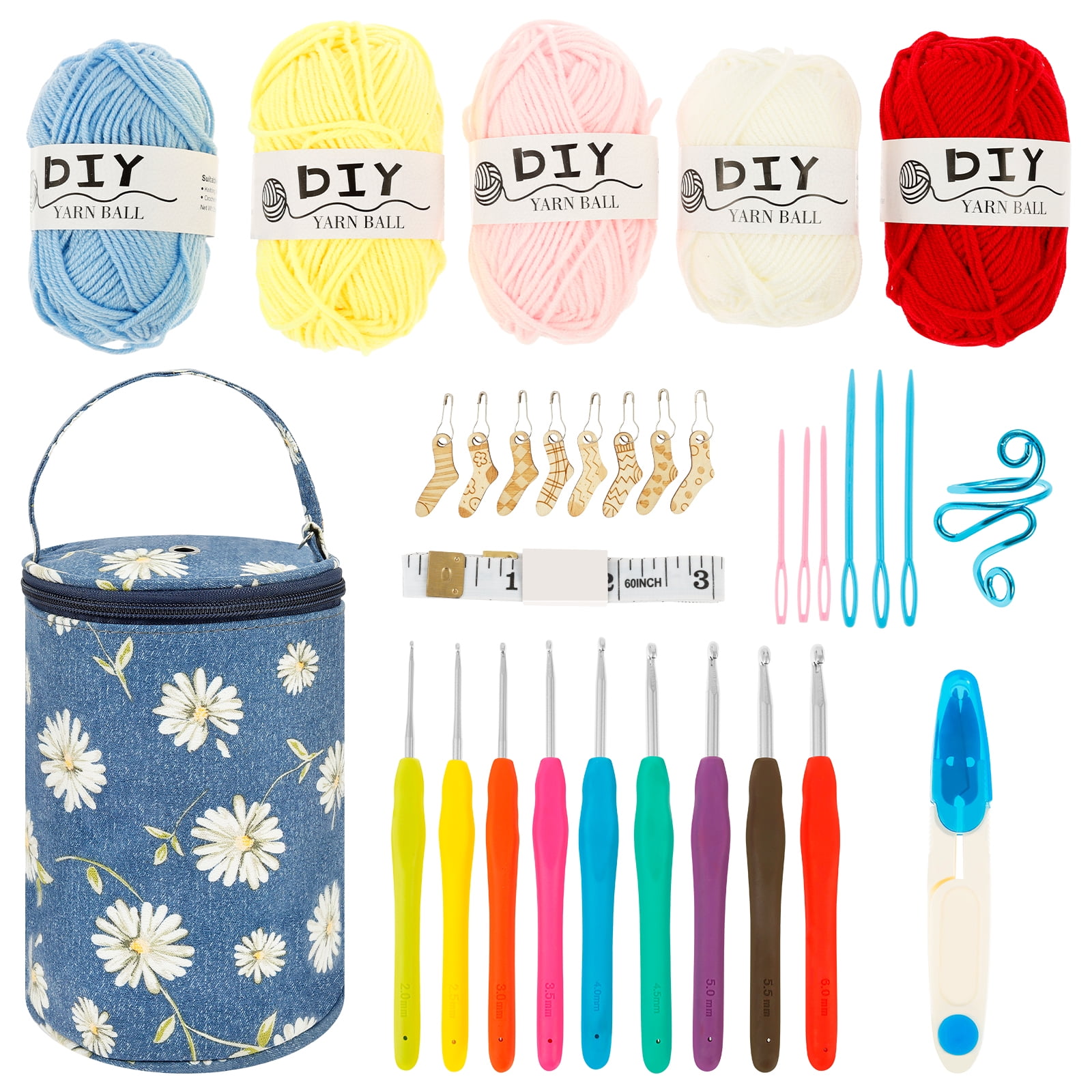 Threns 32 Pcs Crochet Kit Efficient Knitting Starter Kit with ...