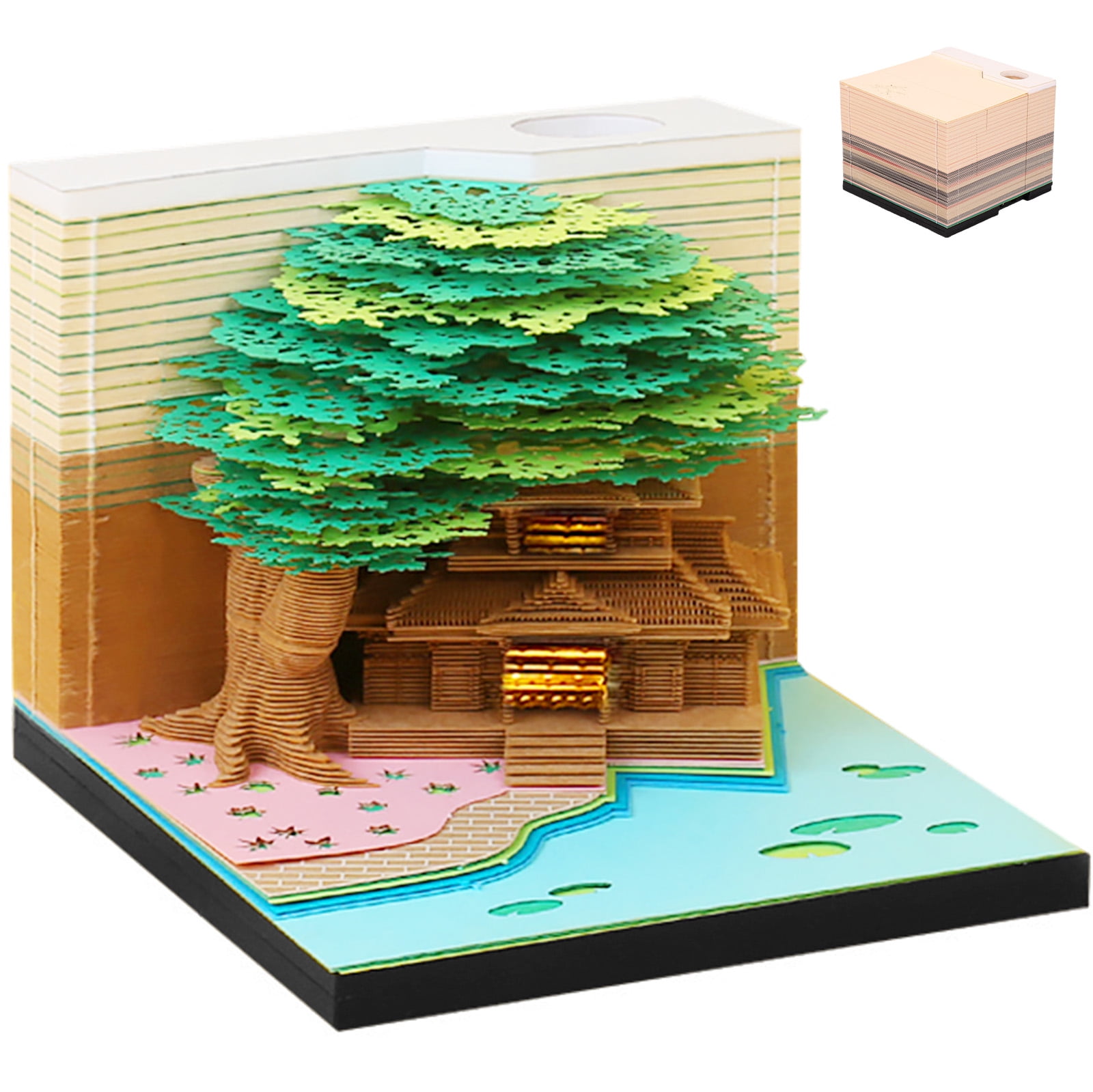 Threns 3D Desk Note Pad Creative Memo Pad with LED Lights Tear-Away 3D ...