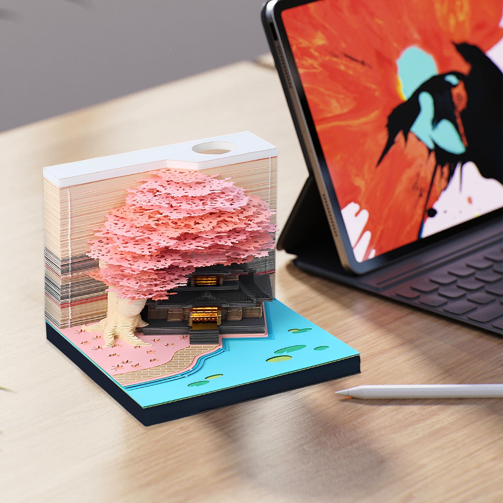 Threns 3D Desk Note Pad Creative Memo Pad with LED Lights Tear-Away 3D ...