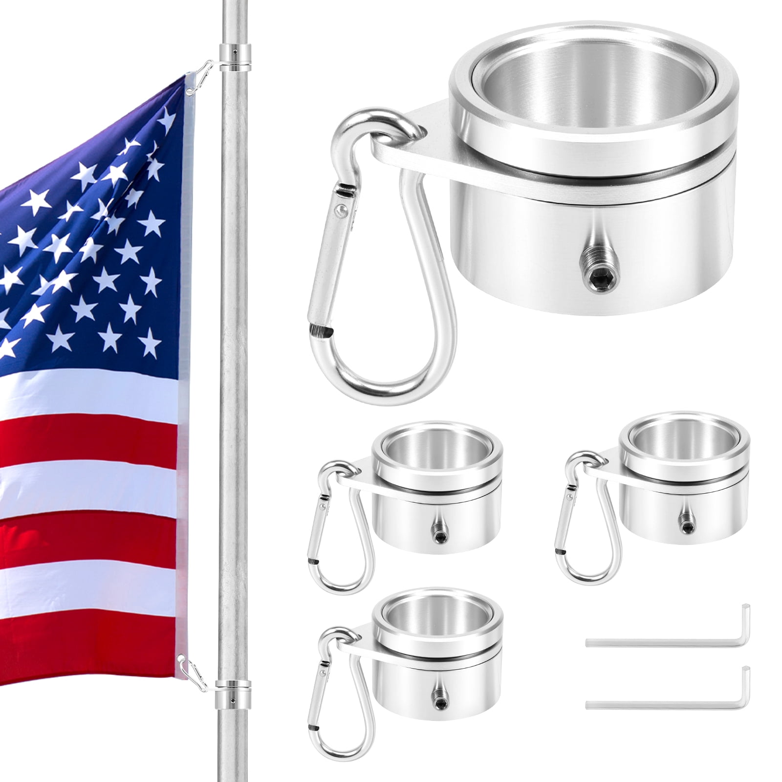 Threns 4 Pcs Flag Pole Ring Aluminum Alloy Flag Pole Spinner with ...