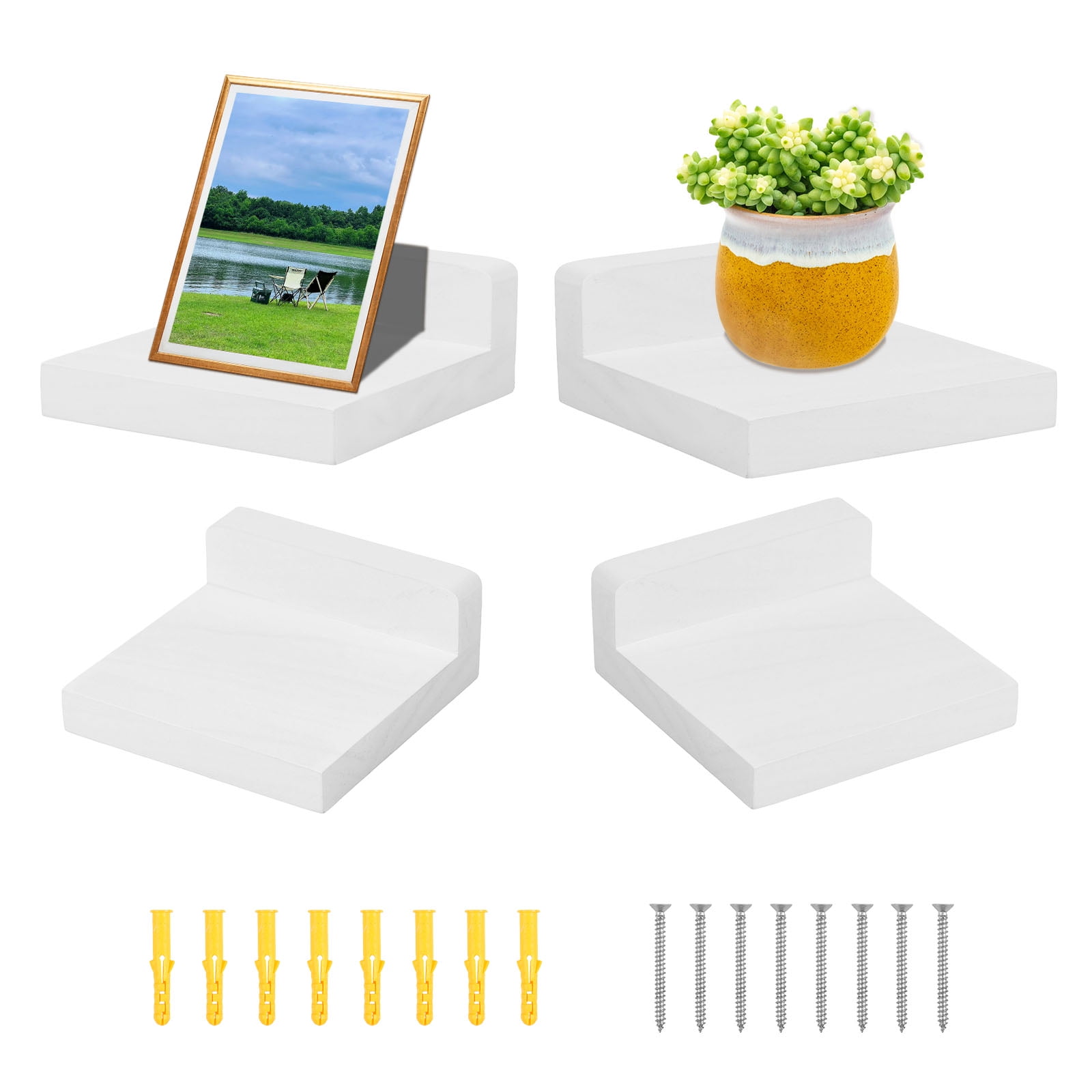 Threns 4 Pcs Wood Floating Shelves Small Wall Shelves Wall Mounted ...