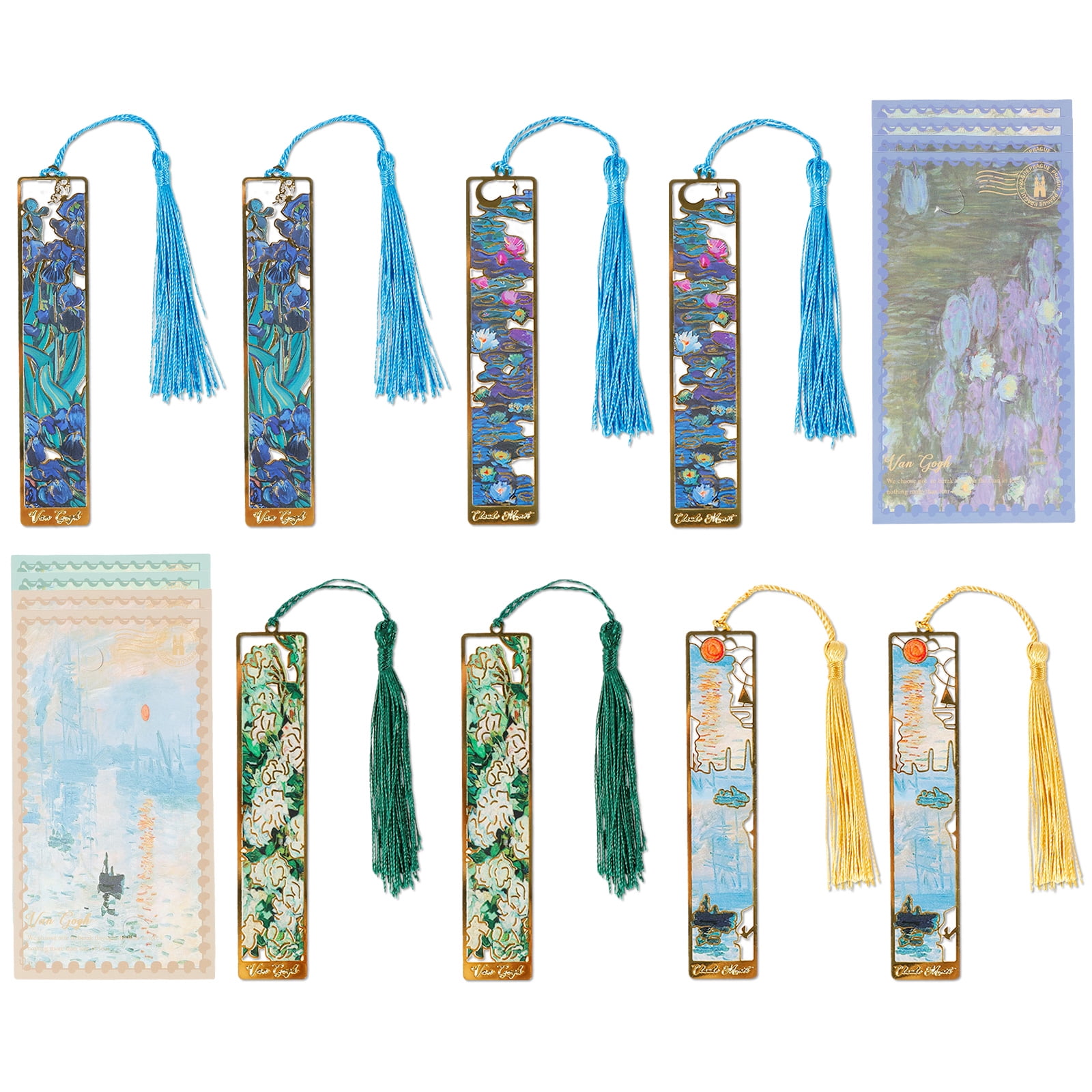 Threns 8Pcs Metal Bookmarks with Tassel Beautiful Hollow Bookmarks ...