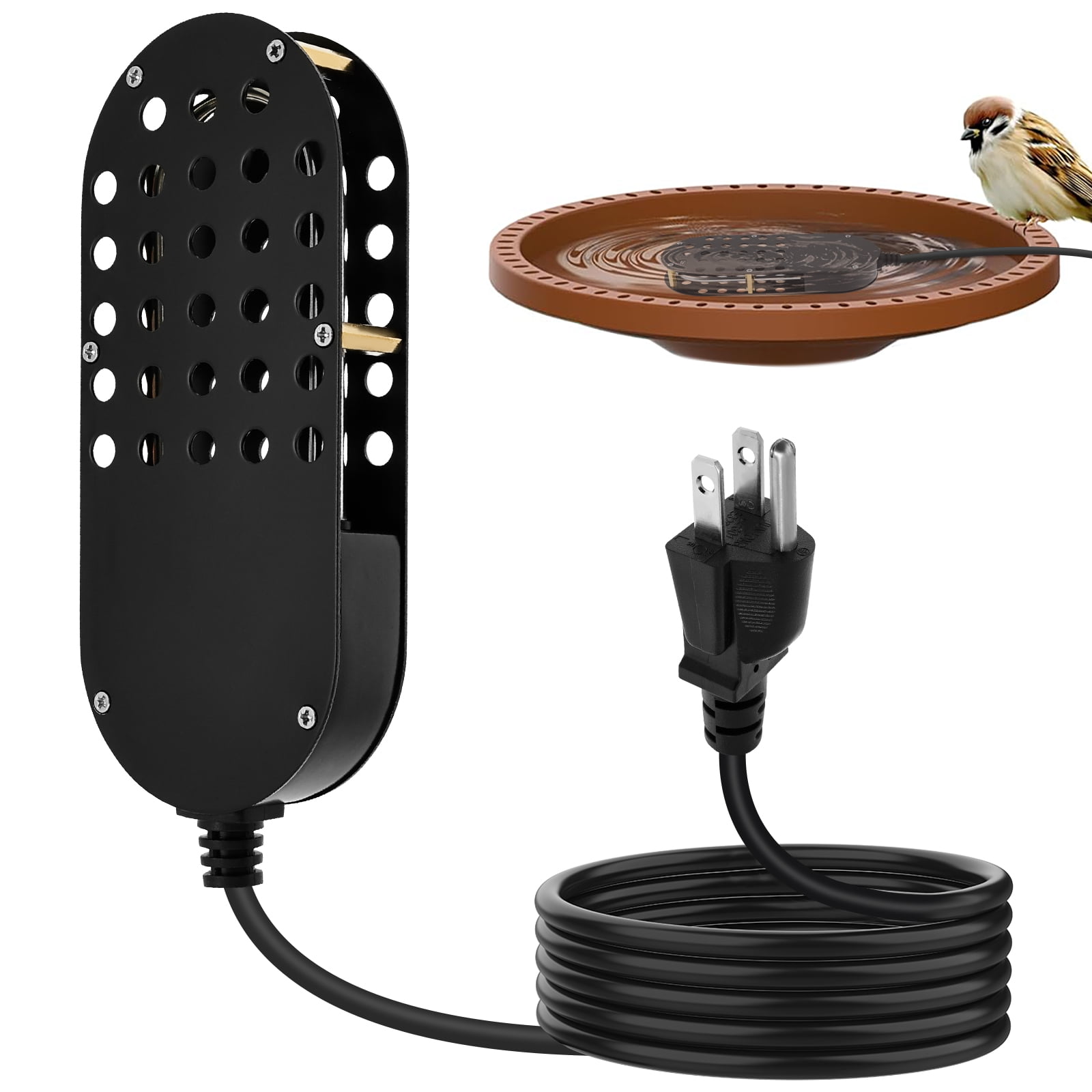 Threns Bird Bath Heater 250W Aluminum Cast Submersible Poultry Waterer ...