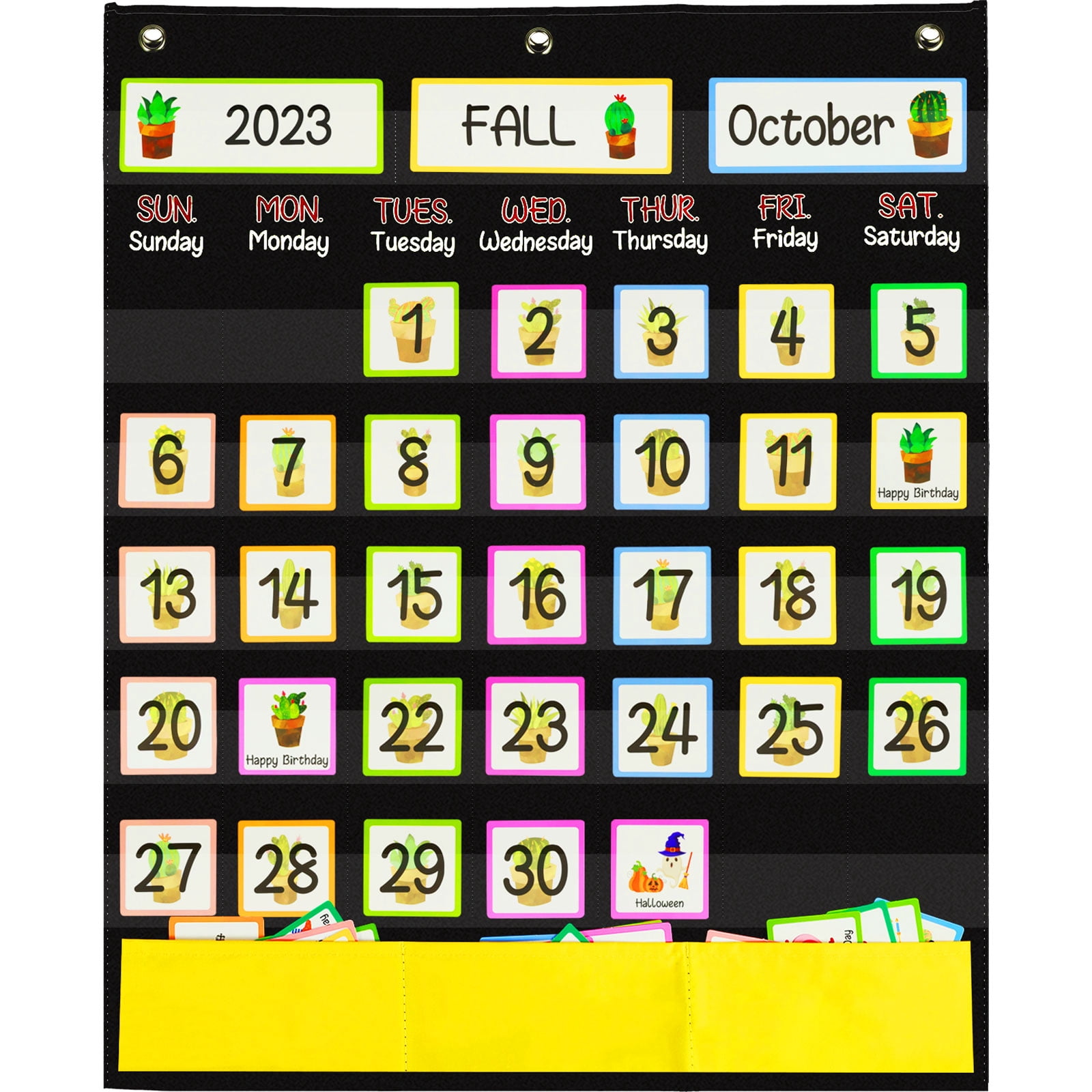 Threns Calendar Hanging Bag Calendar Pocket Chart with 89 Cards 3 Hooks ...