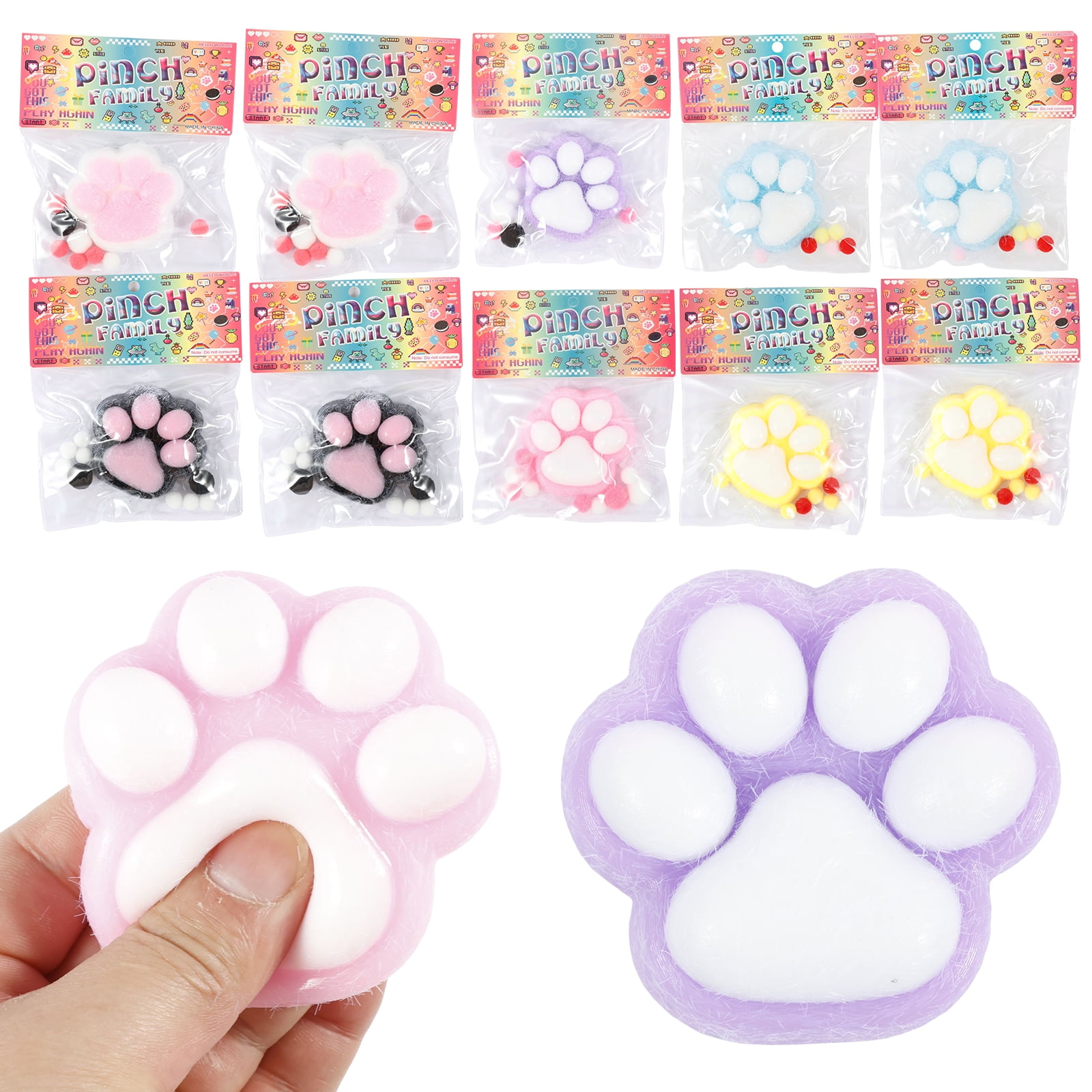 Threns Cat Paw Squeeze Toys Portable Furry Cat Paw Pinch Toys Soft ...