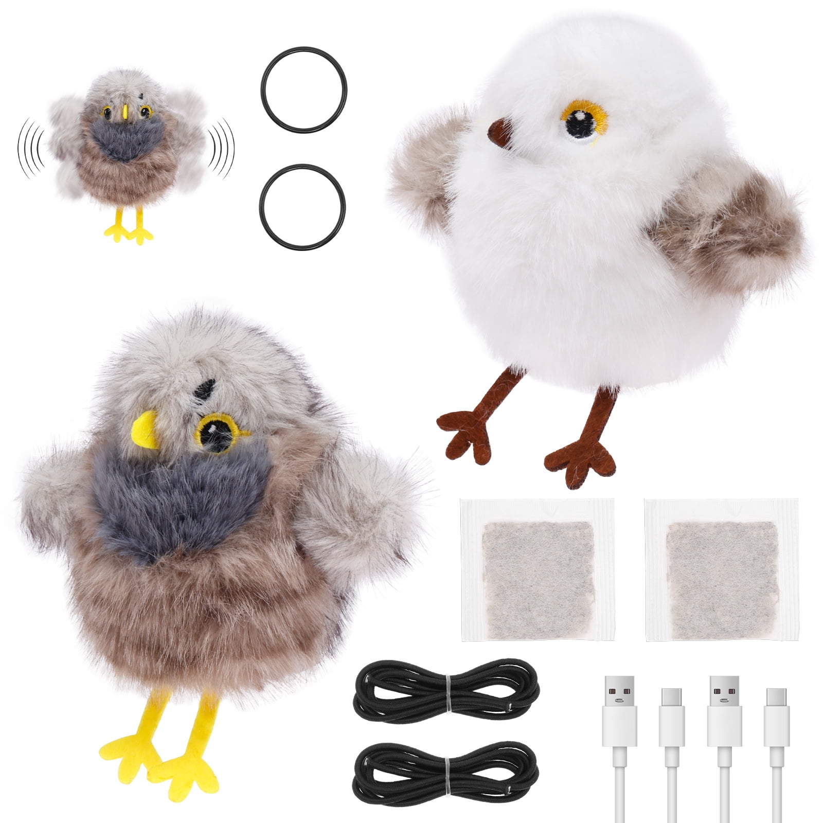 Threns Cat Toys Rechargeable Flapping Bird Sparrow,Lifelike Chirp Tweet ...