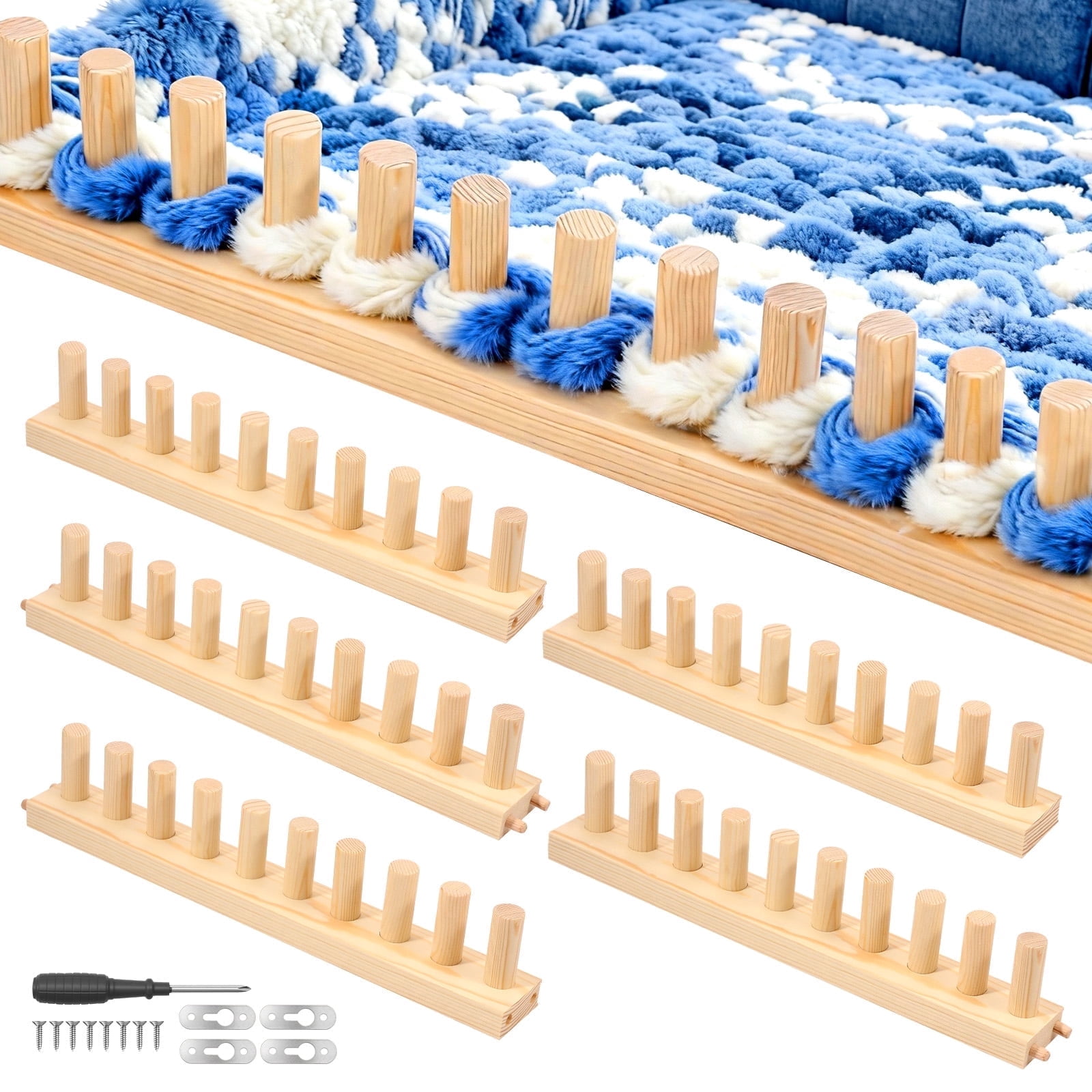 Chunky Blanket Loom Kit,76.77" Wooden Knitting Loom for Blankets,Bulky ...