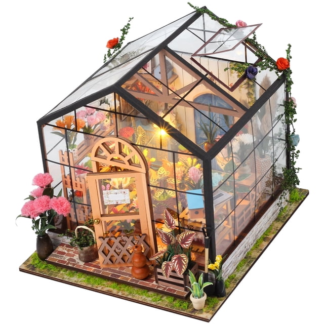 Threns DIY Miniature Dollhouse Kit 1:24 Scale 3D Miniature Flower House ...