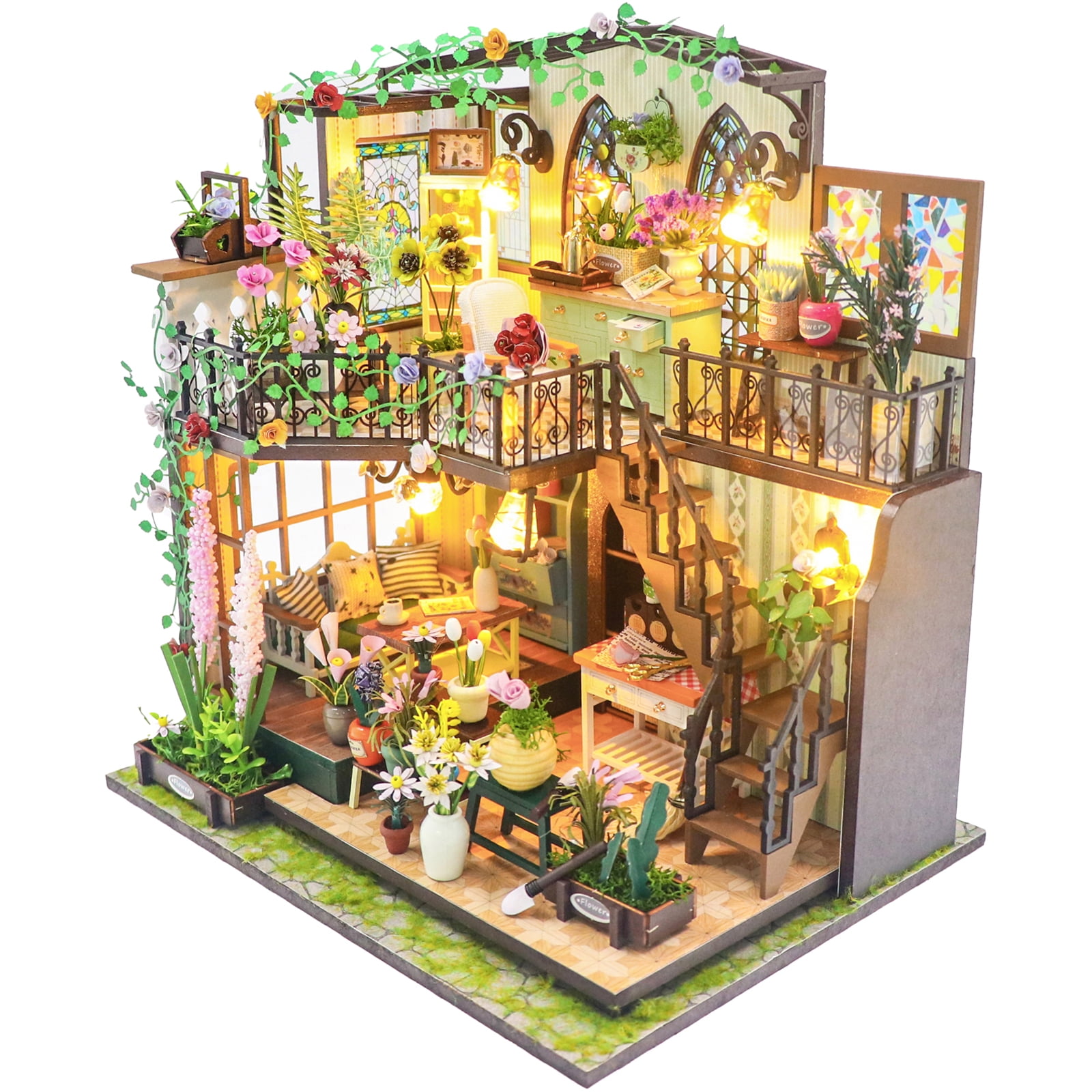Keyohome DIY Miniature Dollhouse Kit,1:24 Scale Wooden House Kit，Mini ...
