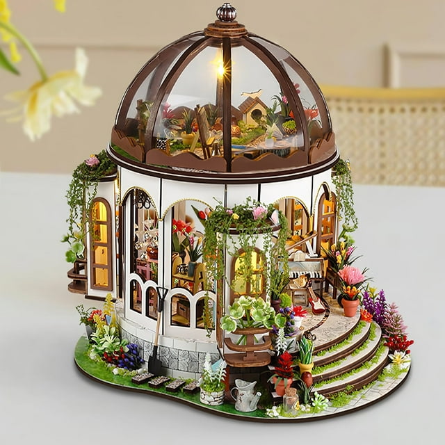 Lzvxtym DIY Miniature Dollhouse Kit,1:24 Scale 3D Wooden Tiny House Kit ...