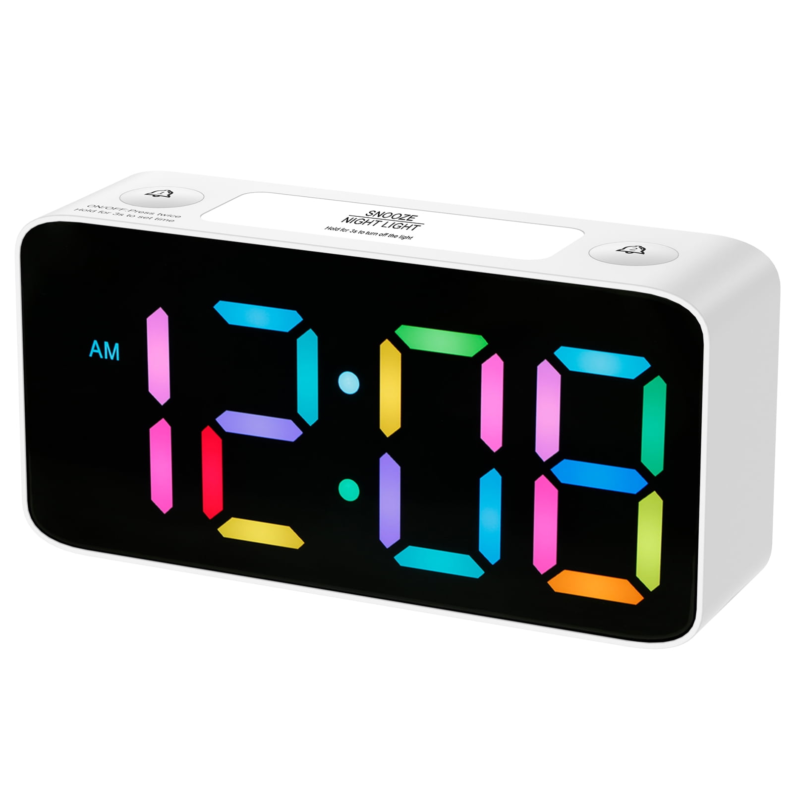 Threns Digital Clock Ultra Loud Alarm Clock with 7 Color NightLight and ...