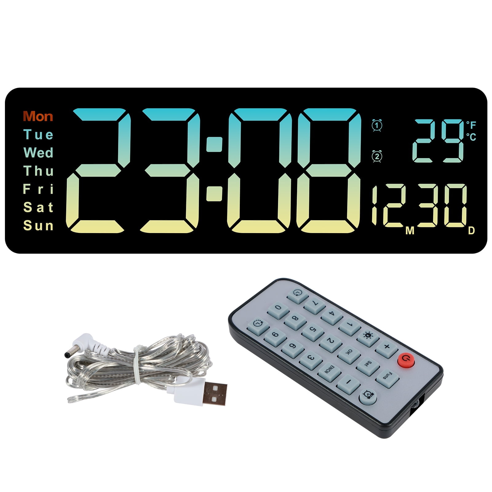 Threns Digital Wall Clock Large Display Digital Alarm Clock LED Digital ...