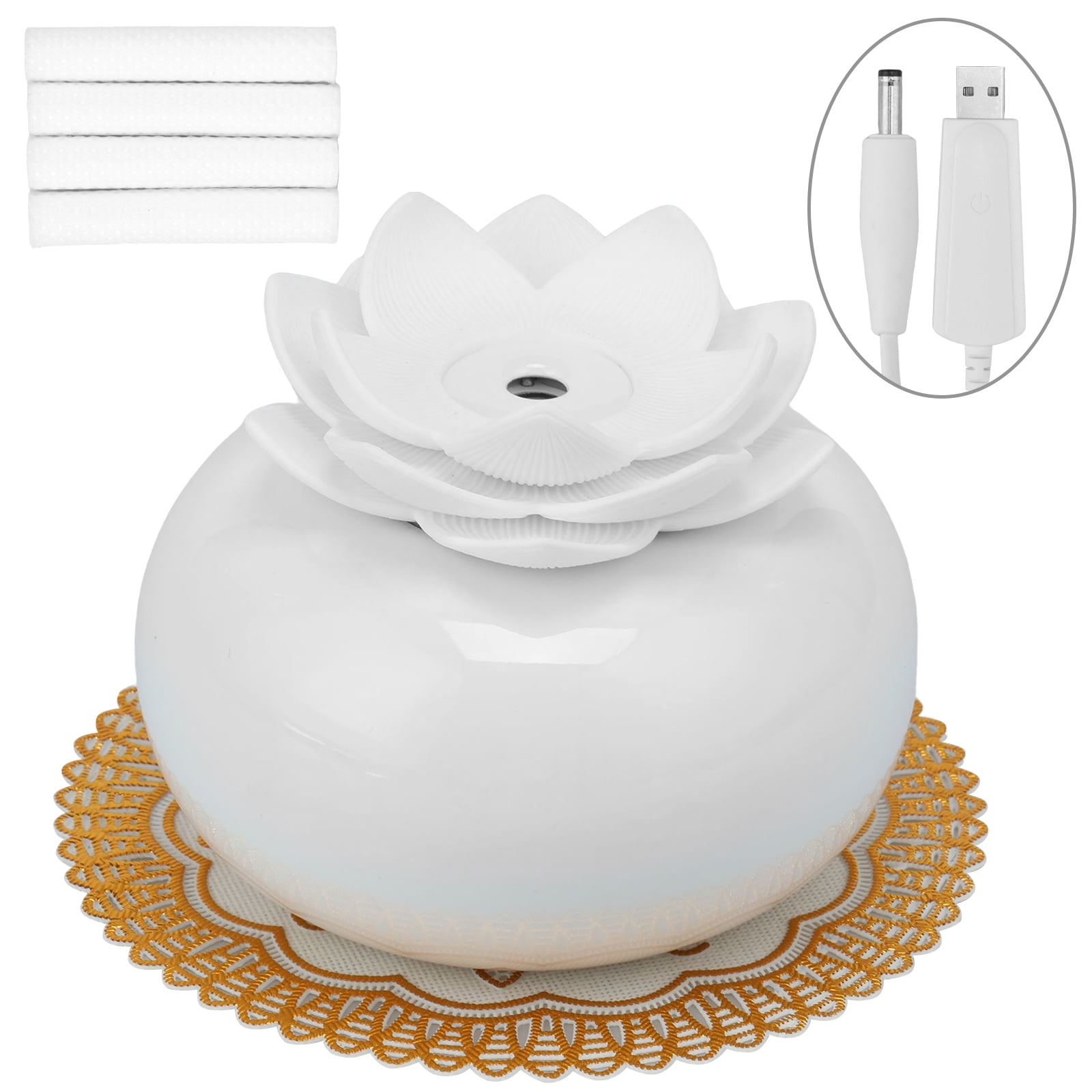 Threns Essential Oil Diffusers Lotus Shaped Ceramic Air Humidifier ...