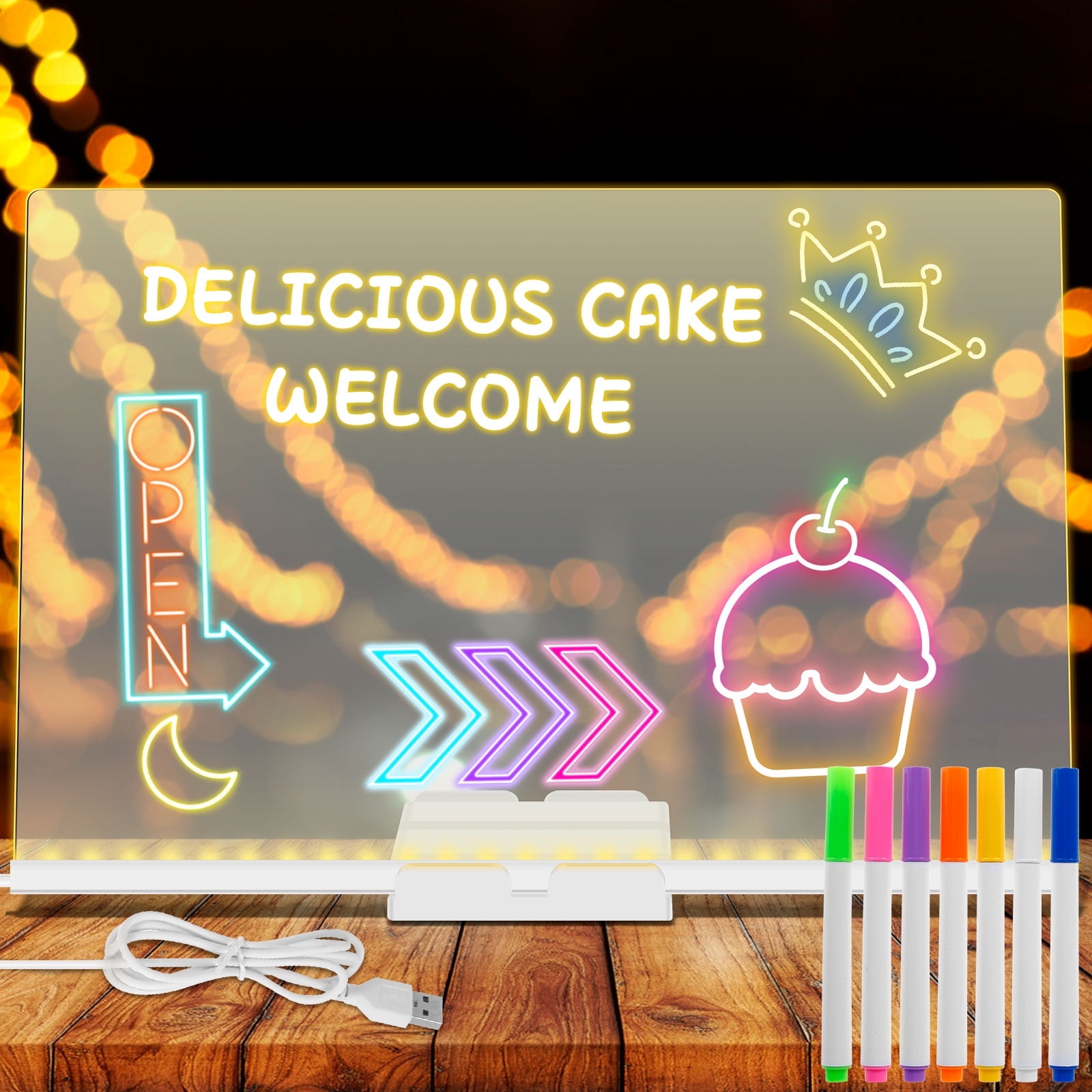 Threns Glowing Acrylic Message Board Transparent Desktop Note Memo ...