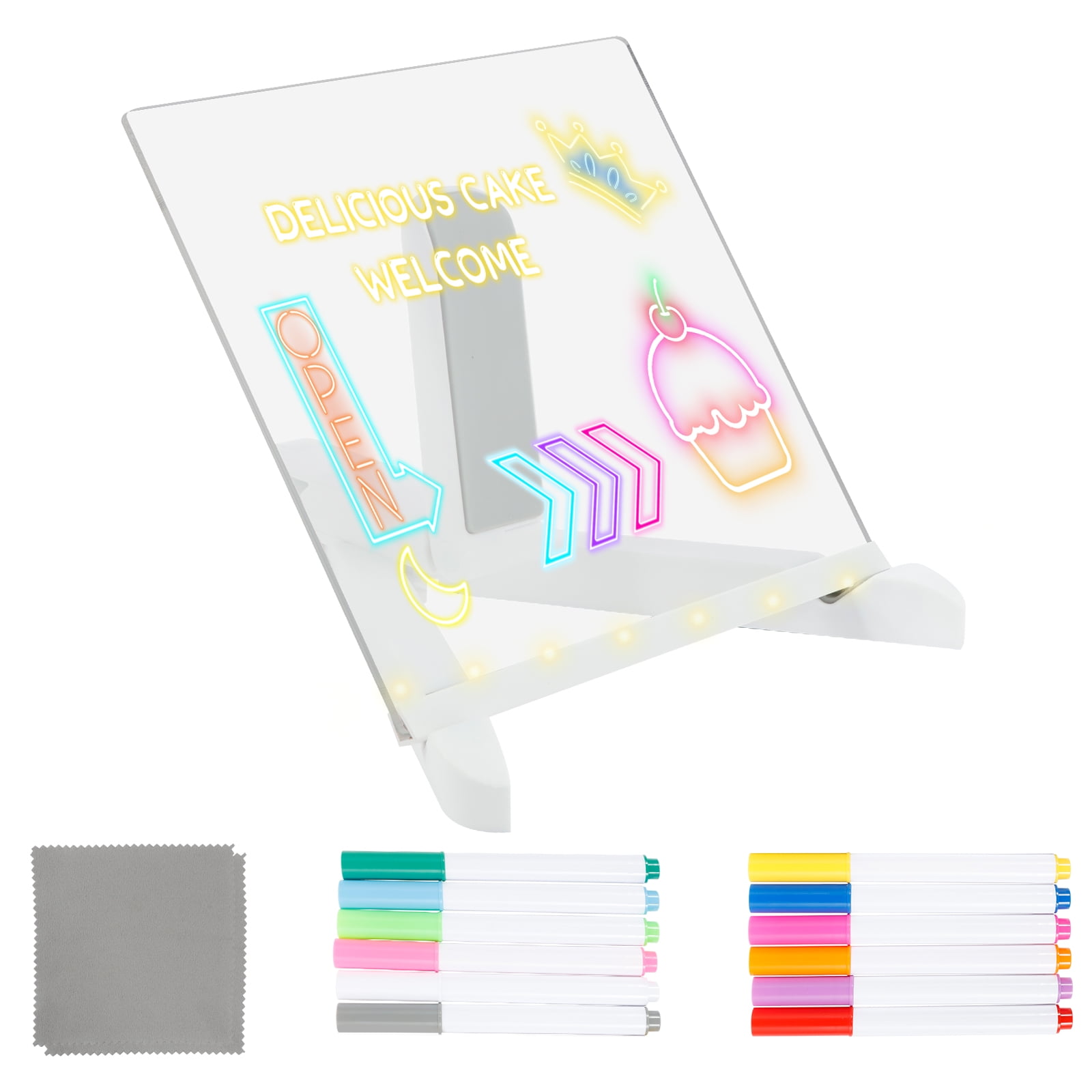 Threns LED Note Board with 12 Color Pens Lighted Acrylic Dry Erase ...