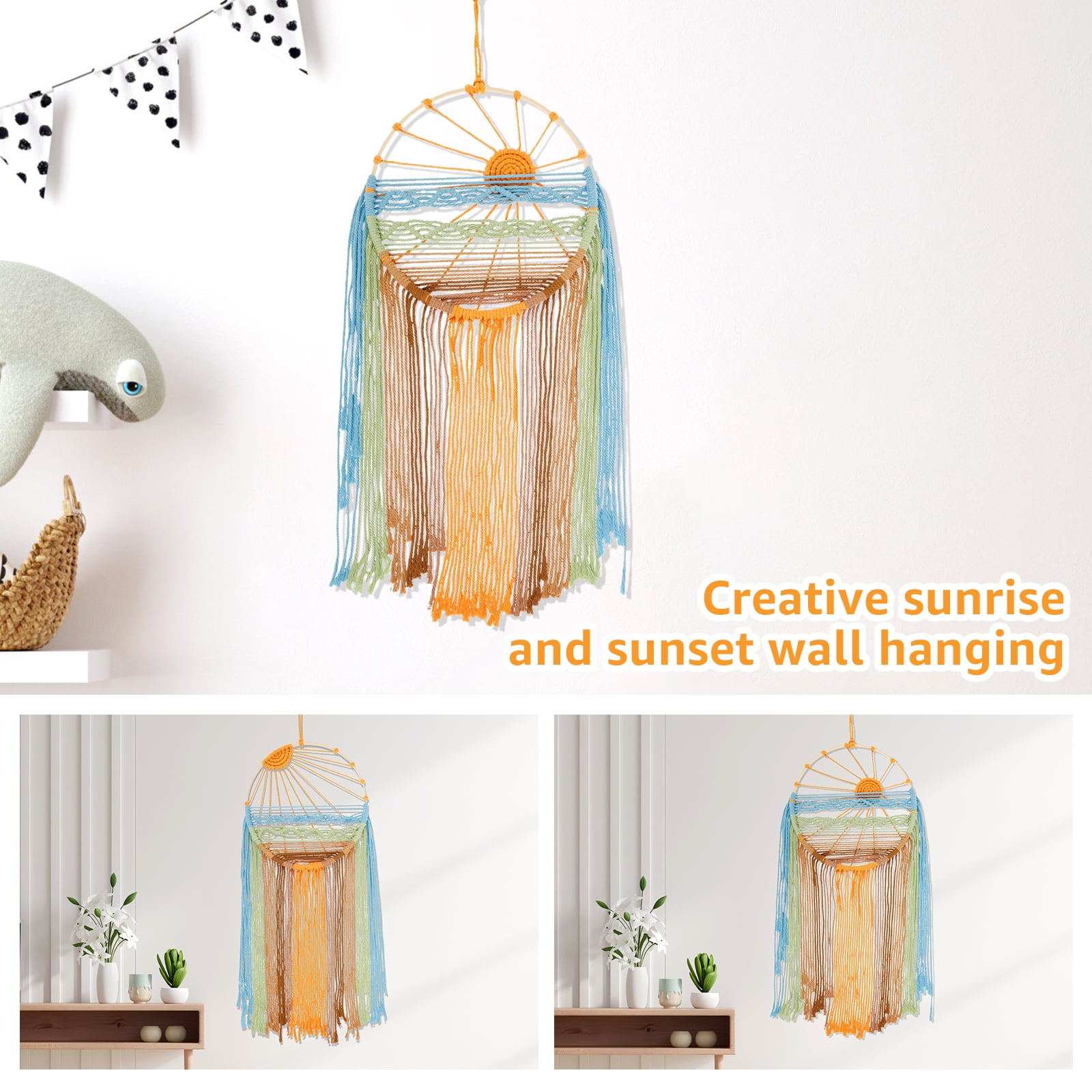 Threns Macrame Wall Hanging Handmade Woven Sun Wall Decor Bohemian ...