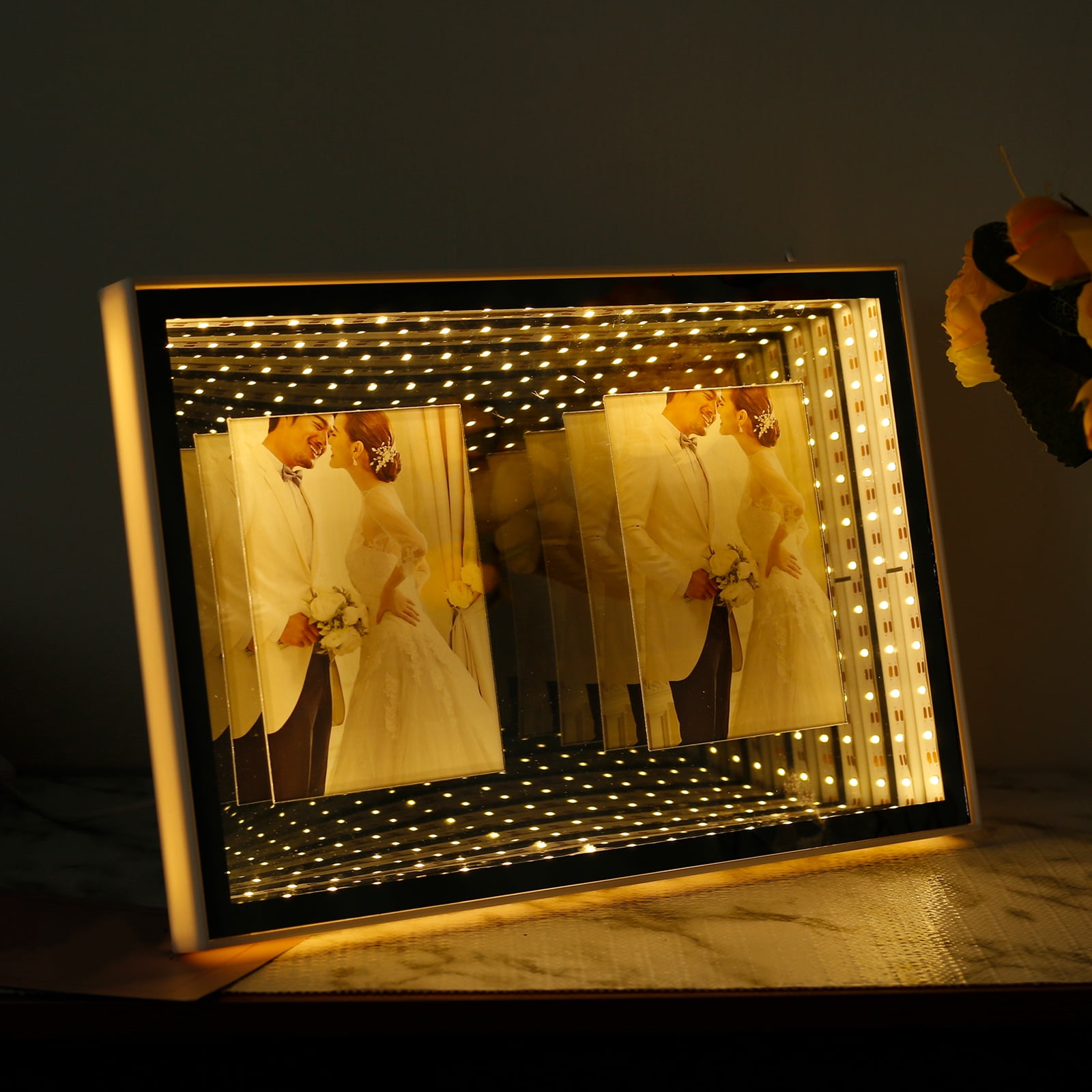 Threns Picture Frames with Light,Photo Frames with Mirror,Personalized ...