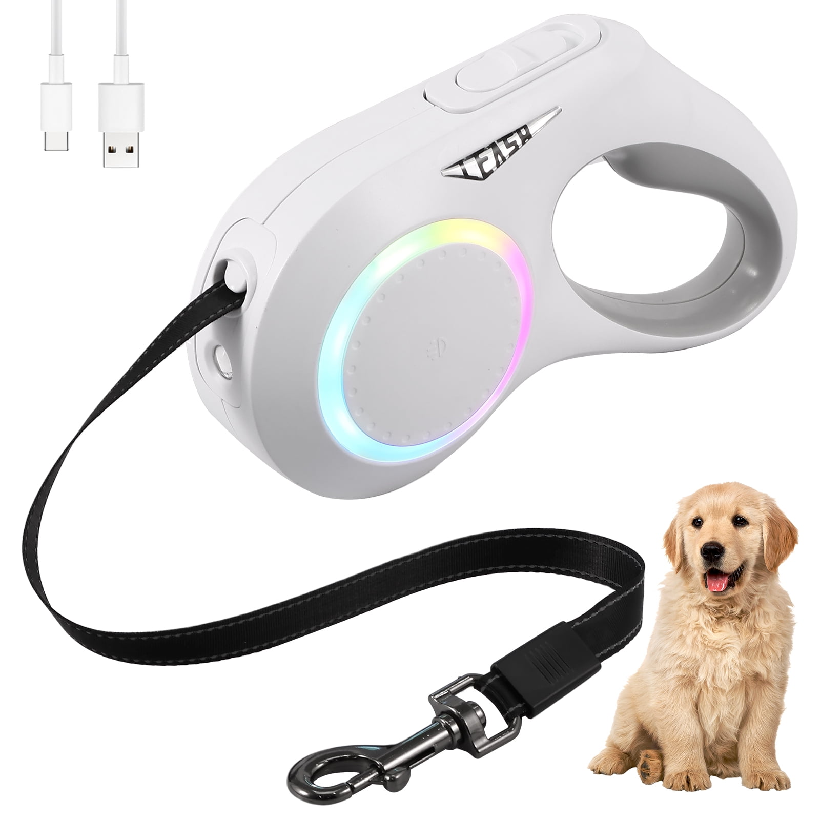 Threns Retractable Dog Leash with LED Light 16ft Portable Retractable ...