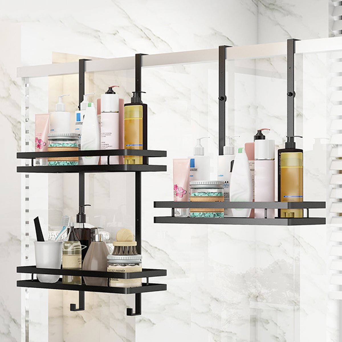 Threns Shower Caddy Hanging Shelf with Hooks Suction Cups Stainless ...