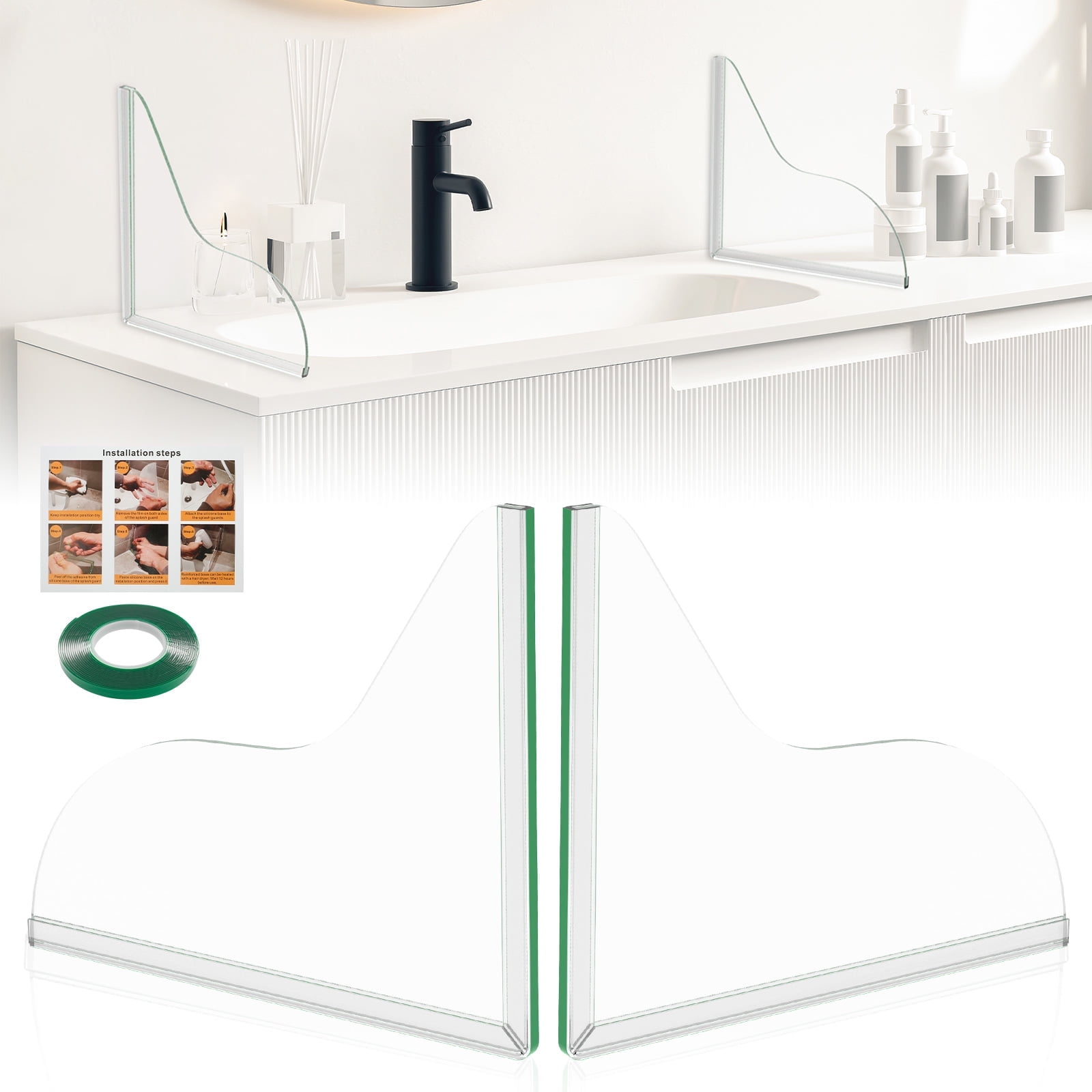 Keyohome Shower Splash Guards,2 Pcs Bathtub Shower Water Splash Guards ...