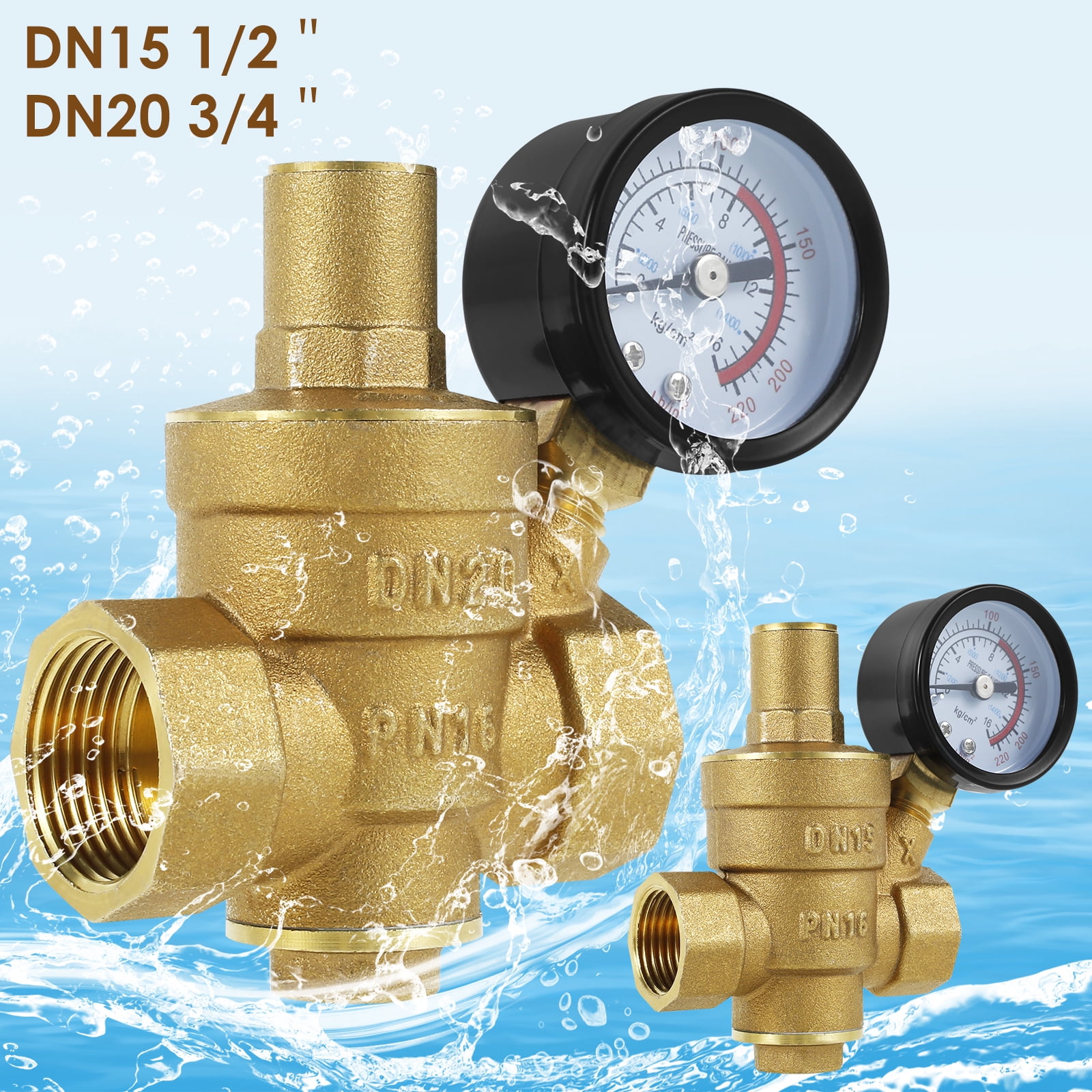 Threns Water Pressure Reducer 3/4inch DN20 Brass Water Pressure ...